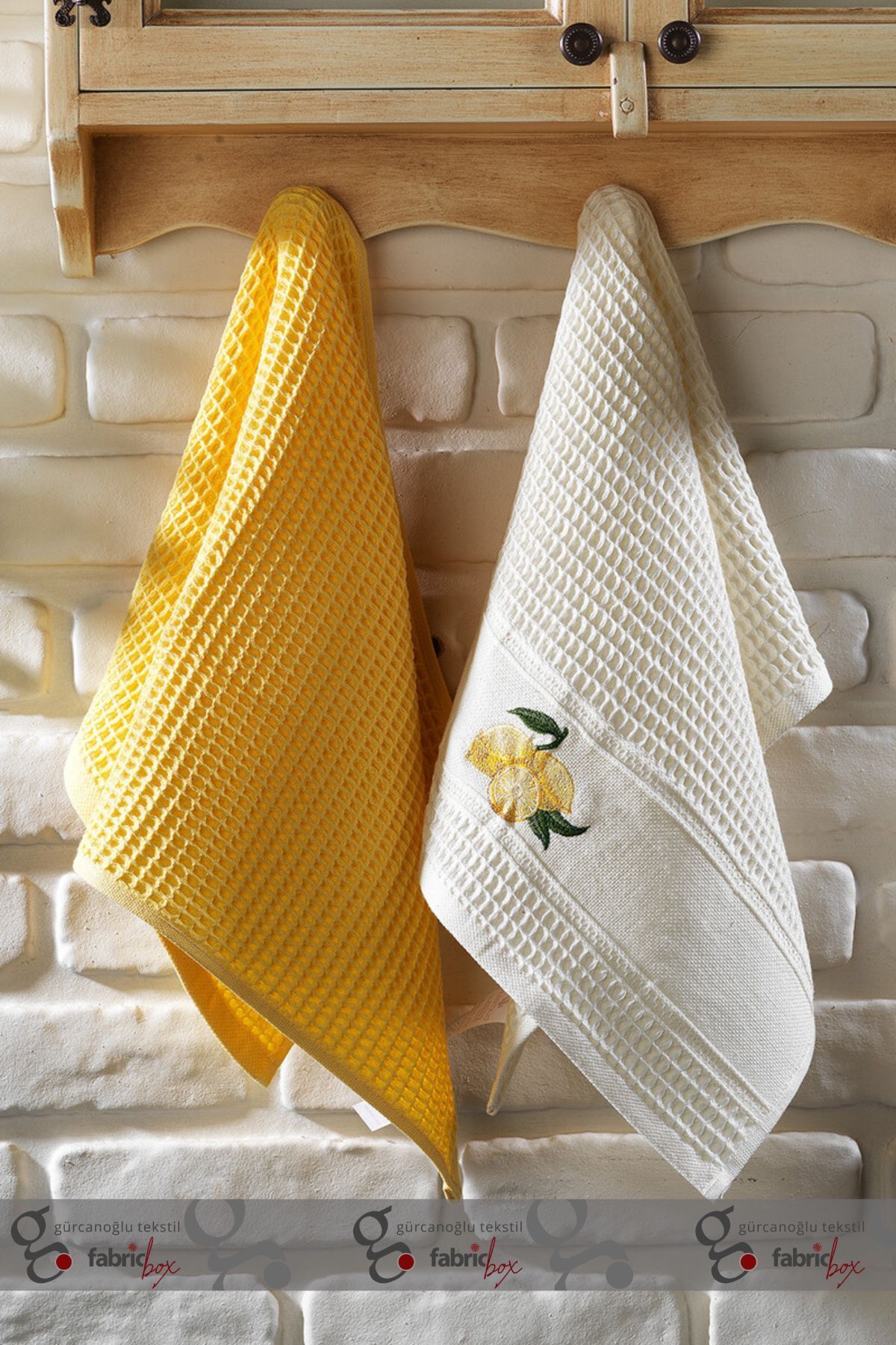 Fabric Box 2 Adet Gofre 45 x 65 cm Çay Havlusu Peçetesi Mutfak Servis ...