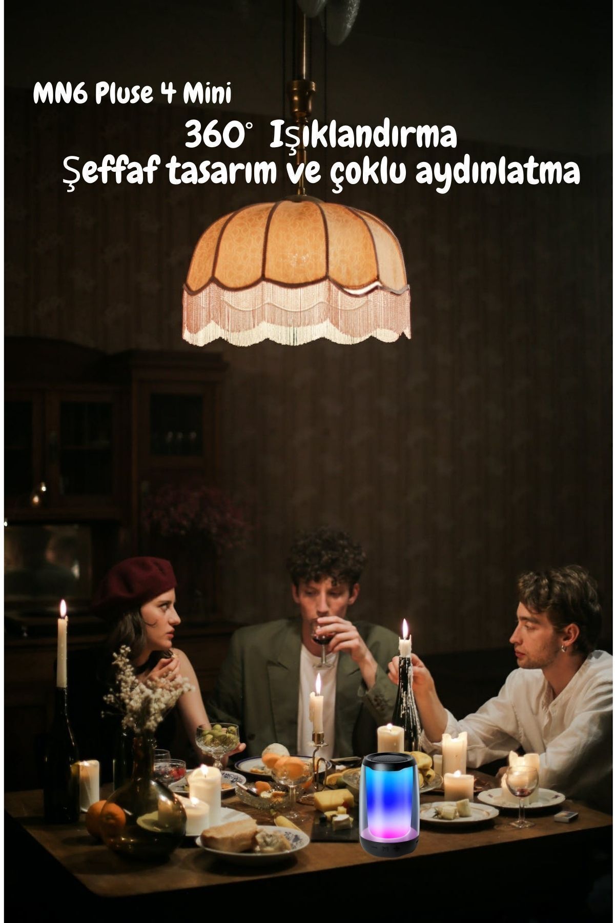 MN6 Pluse 4 Mini Ses Bombası/360°ledli Bluetooth Hoparlör/bt5.1/tybec/5 Saat Oynatma/ses Topu ...