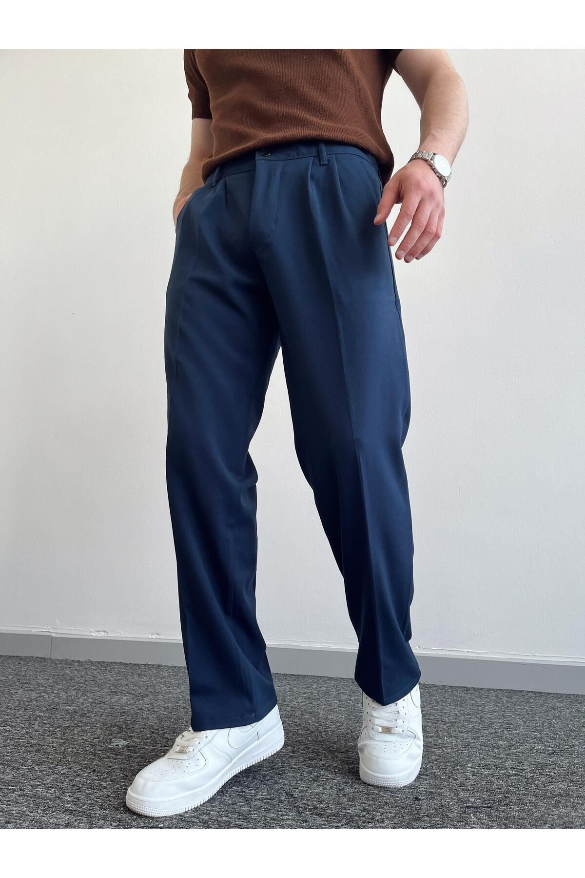 ketench Erkek Pileli Baggy Beli Lastikli Kumaş Pantolon-Lacivert(E1010) Fiyatı, Yorumları - Trendyol