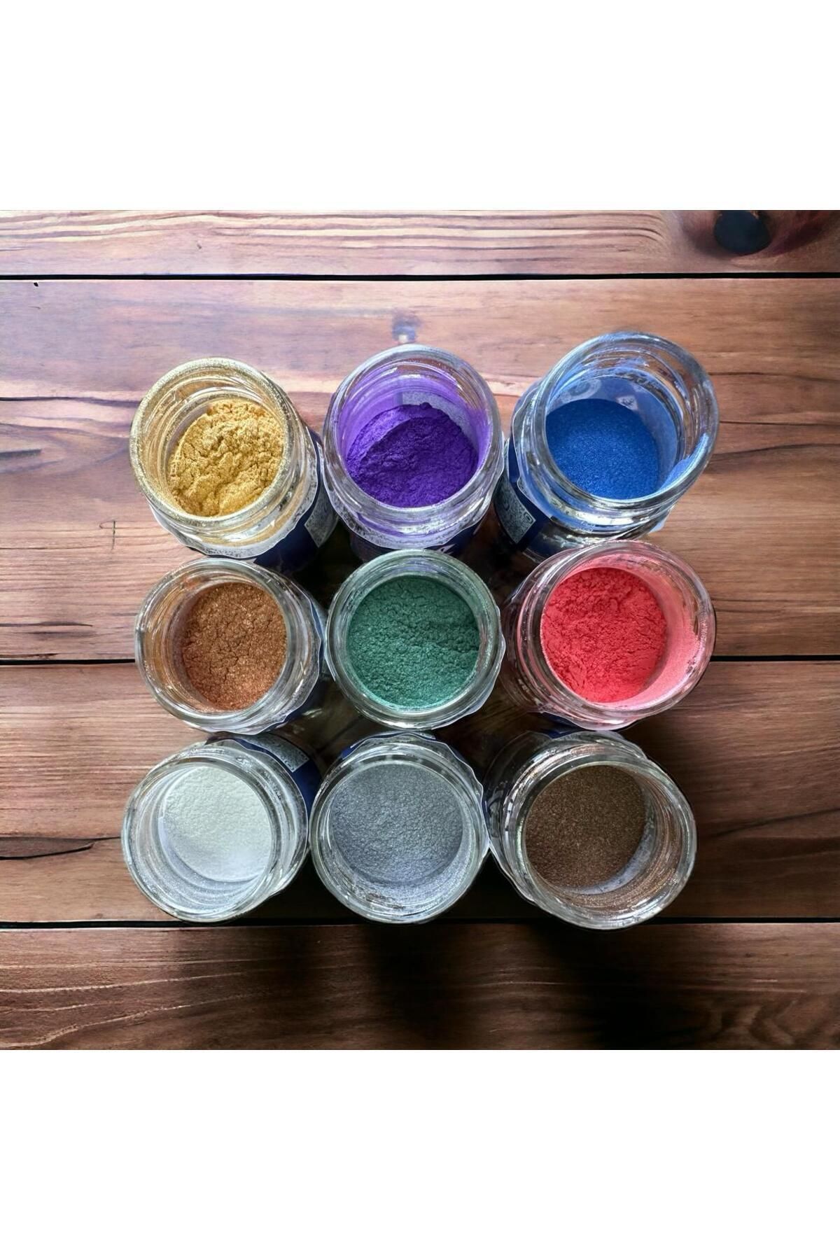 ERKON KİMYA PİGMENT 9'lu Sedefli Metalik toz boya Seti Beyaz/Gri/Kahve ...