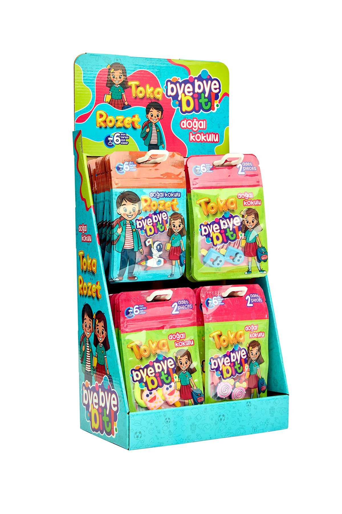 BYE BYE BİT Yeni Nesil Doğal Kokulu Bit Tokası & Bit Rozeti 48 Li Stand ...