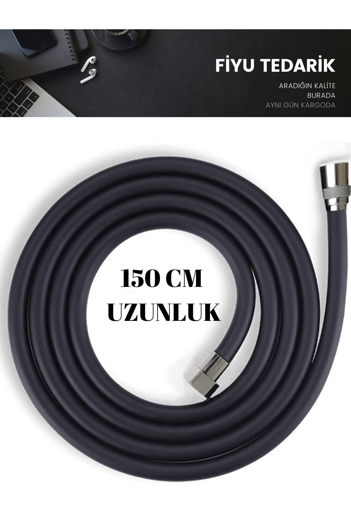 FİYU TEDARİK Siyah Pvc Duş Hortumu 150 Cm Esnek Ve Patlamaya Dayanıklı ...