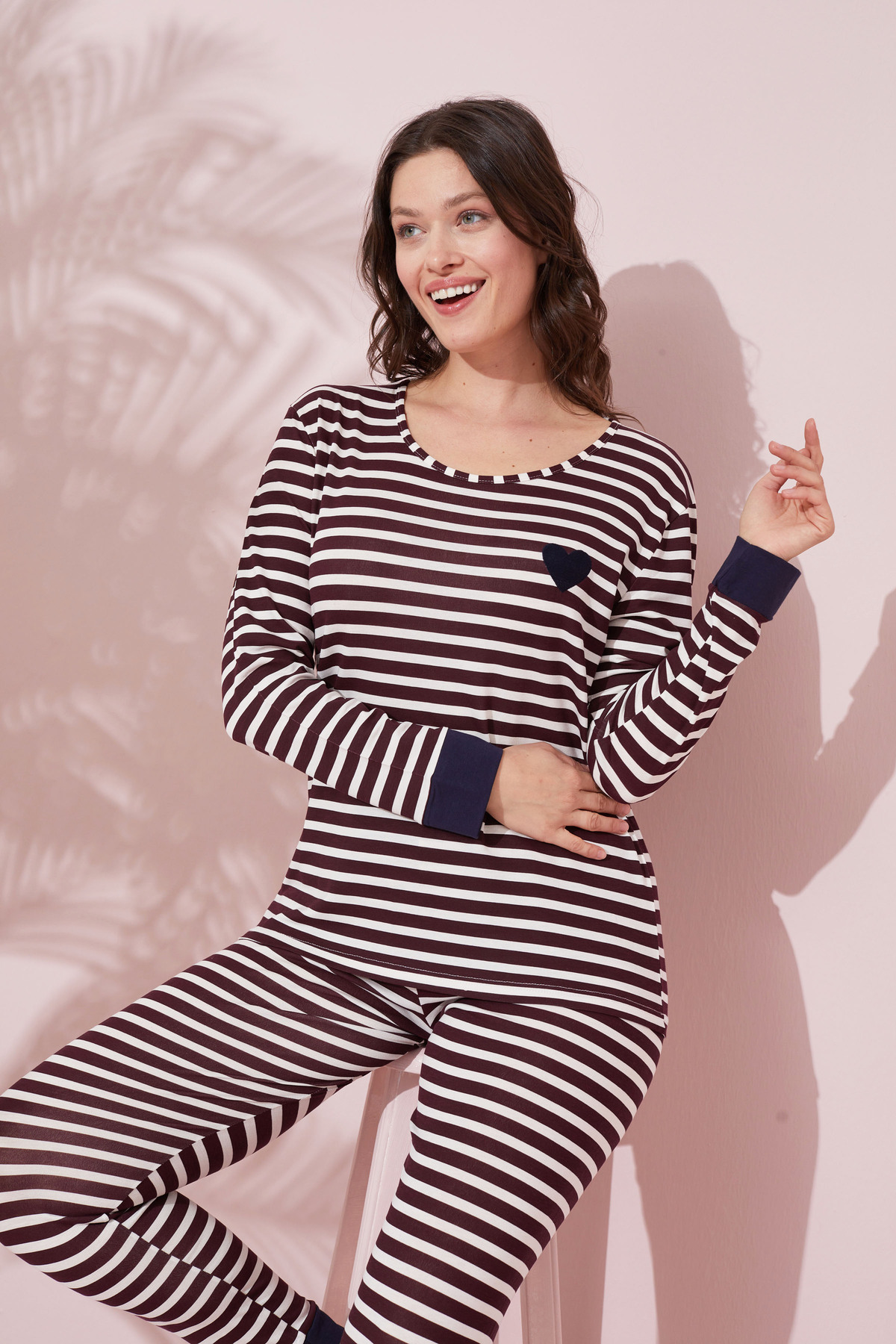 Siyah İnci çok renkli Nakışlı Pamuklu Örme Pijama Takım 24240156 ...