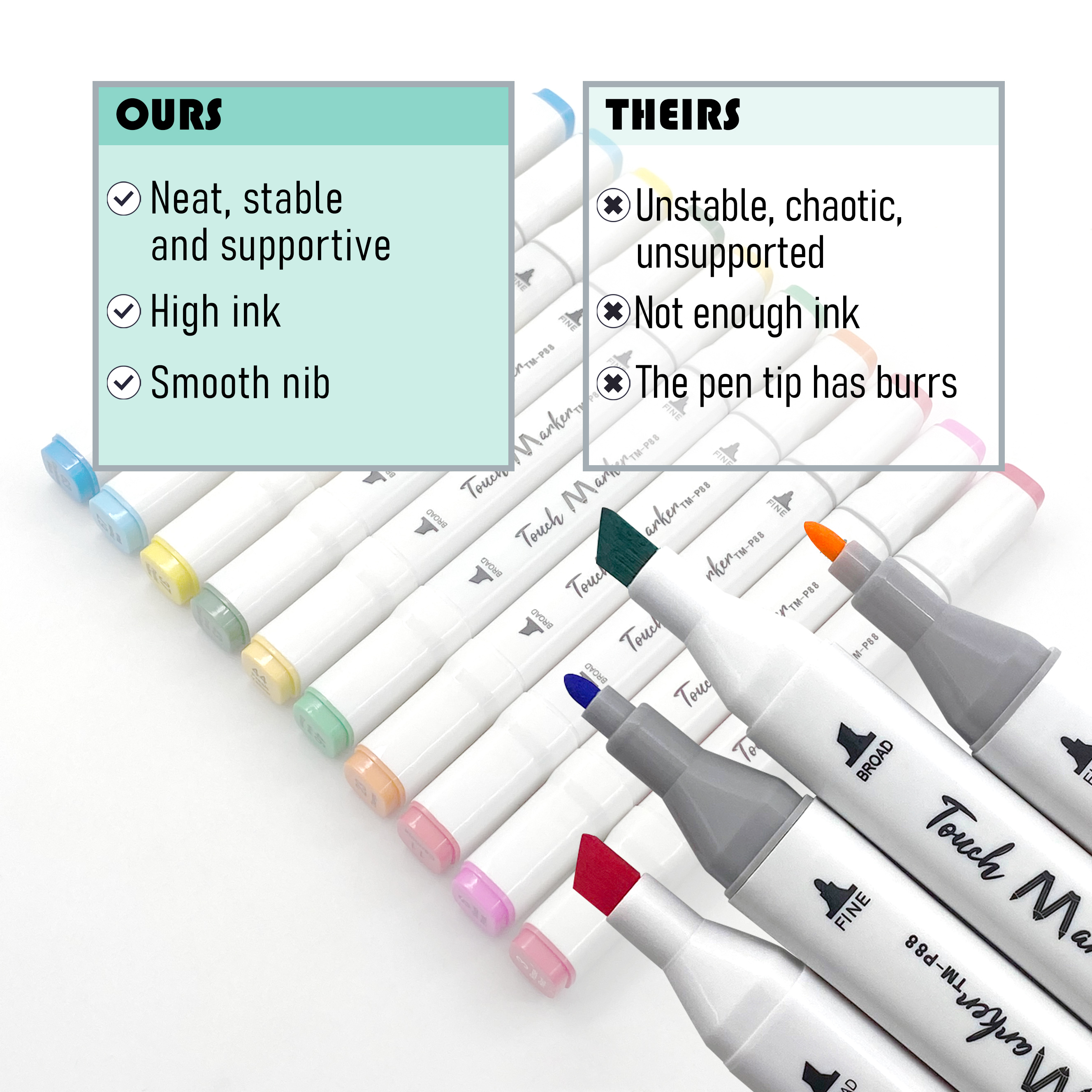 touchmark 36'lı Marker Kalem Seti-Çift Taraflı-Stand-Kanvas Çanta-3 ...