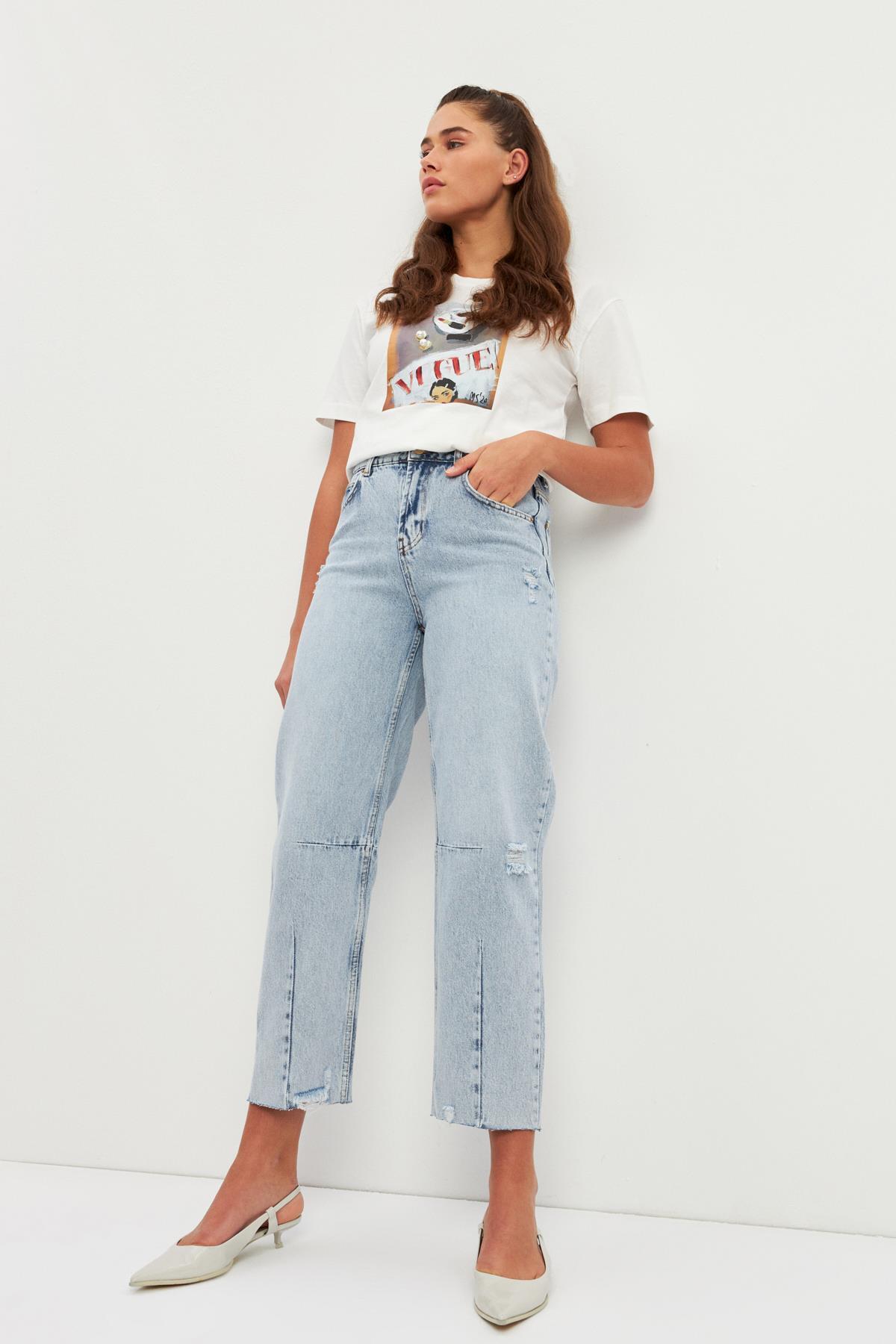 Setre Açık Mavi Yüksek Bel Paça Detaylı Ve Cepli Jean Fiyatı, Yorumları ...