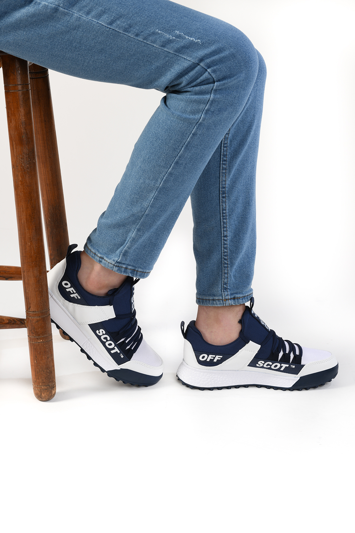 XTWİNS xTwins - BEYAZ LACİVERT YAZI DESENLİ SPOR RAHAT GÜNDELİK YÜRÜYÜŞ ...