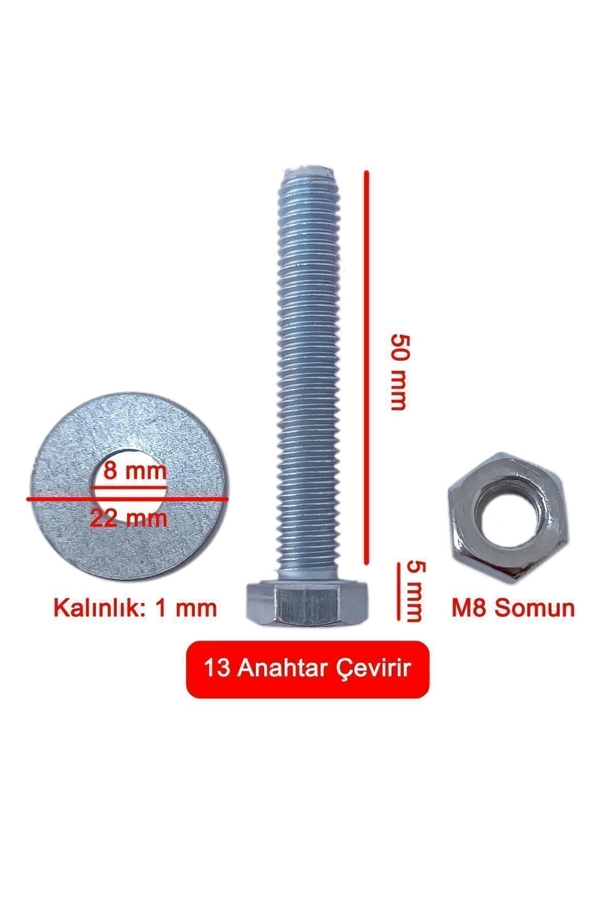 Adem Koç M8x100 Akb Anahtar Başlı Civata + Somun + Pul (1 Takım) Fiyatı ...