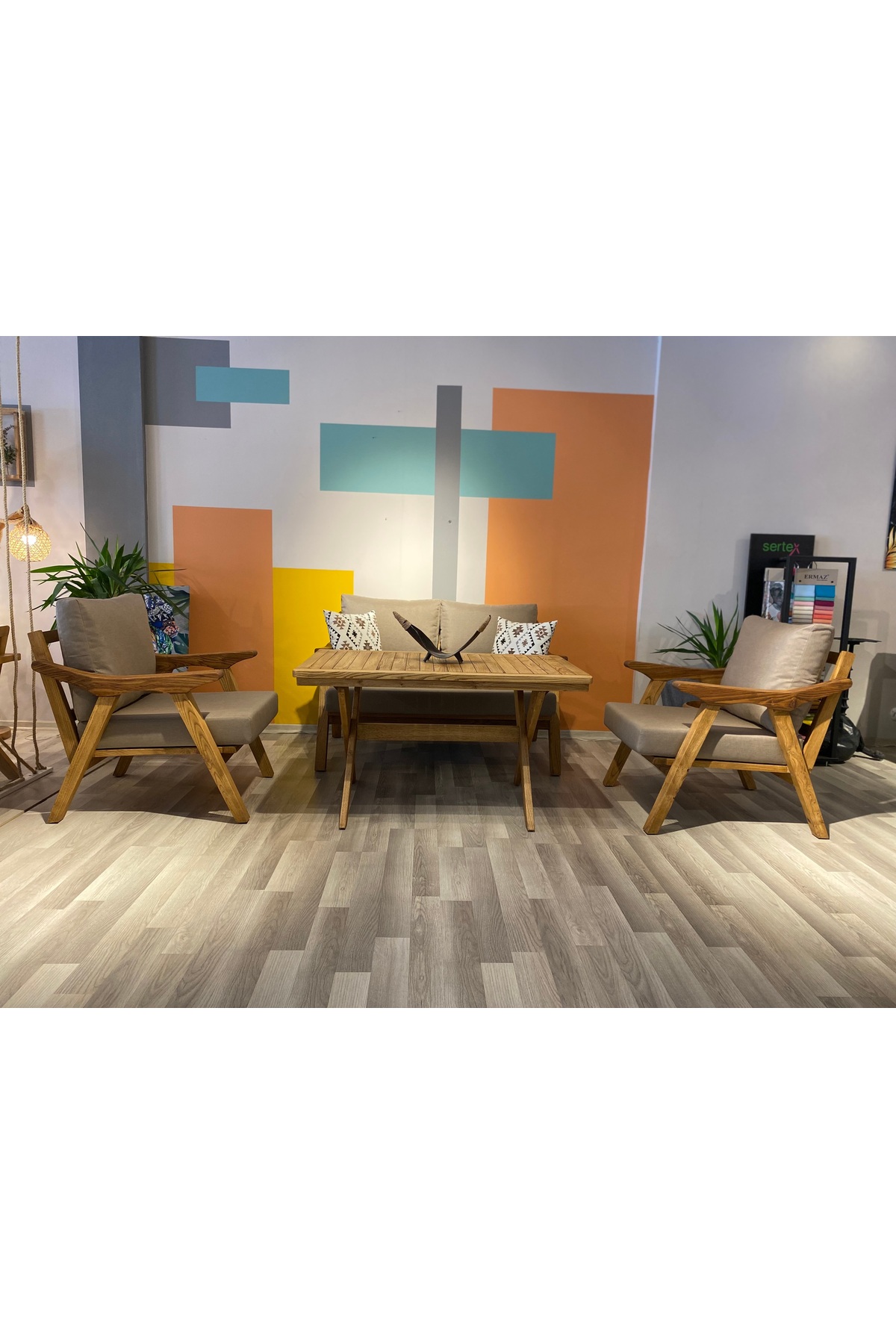 ALKANAT MOBİLYA Doğal ağaç bahçe mobilyası 2'li oturma grubu Fiyatı ...