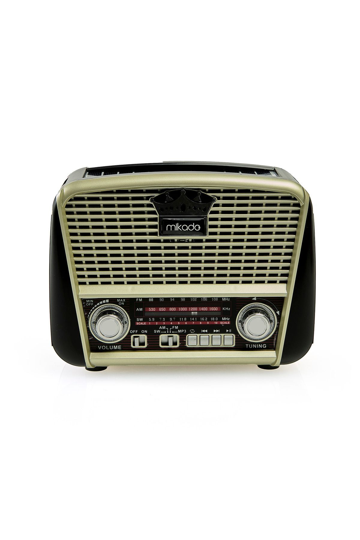 Mikado MDR-8BT PLUS Solar Panelli Usb-TF Destekli Bluetooth Klasik Radyo - Kahverengi - 19x9 ...