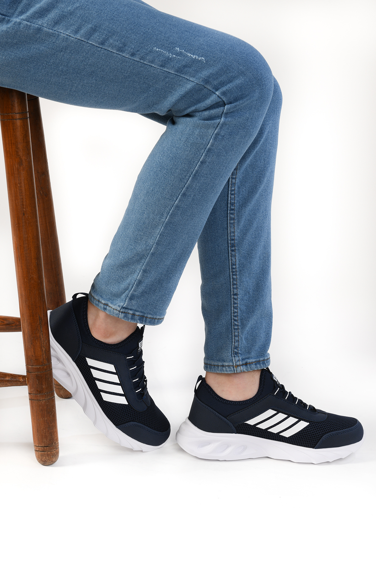 XTWİNS Lacivert Beyaz Çizgili Spor Rahat Gündelik Yürüyüş Ayakkabısı ...