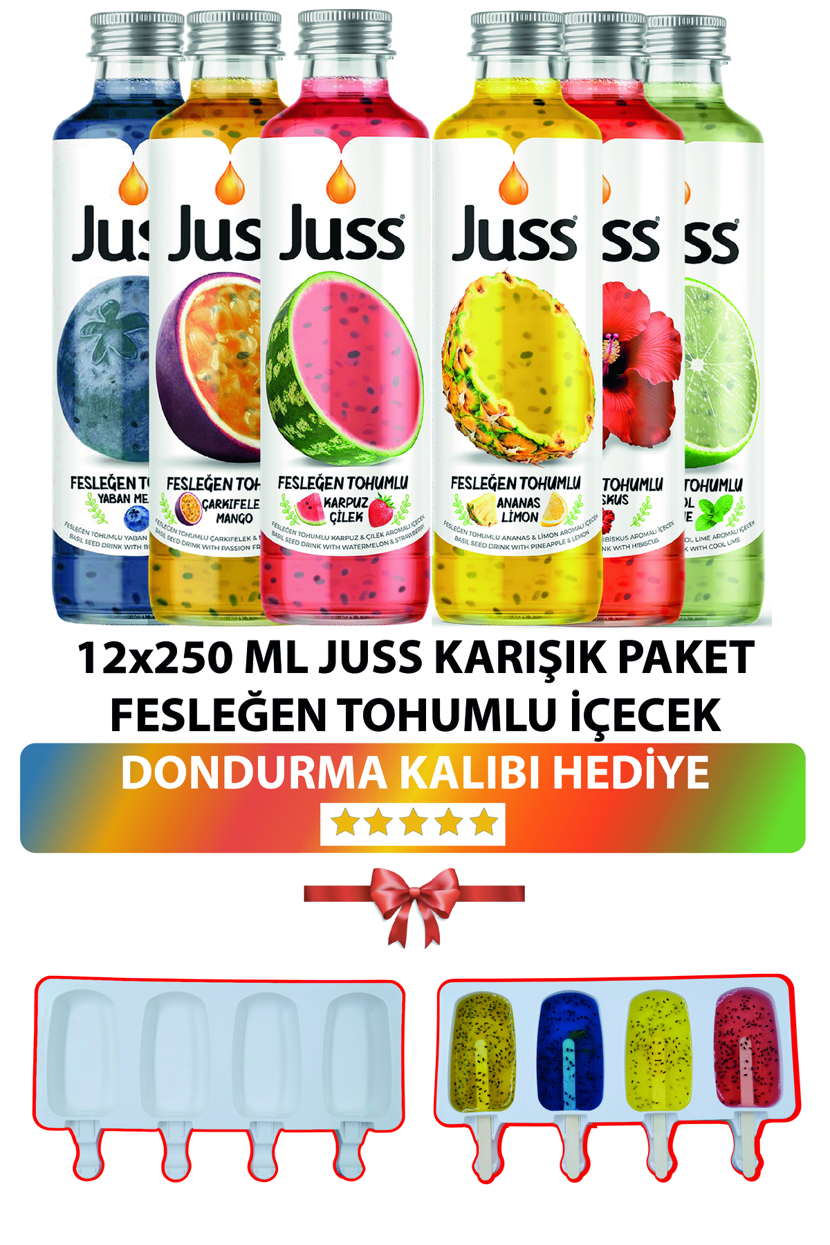 juss Fesleğen Tohumlu Meyve Suyu 12'li 250 ml Karışık Paket Fiyatı ...