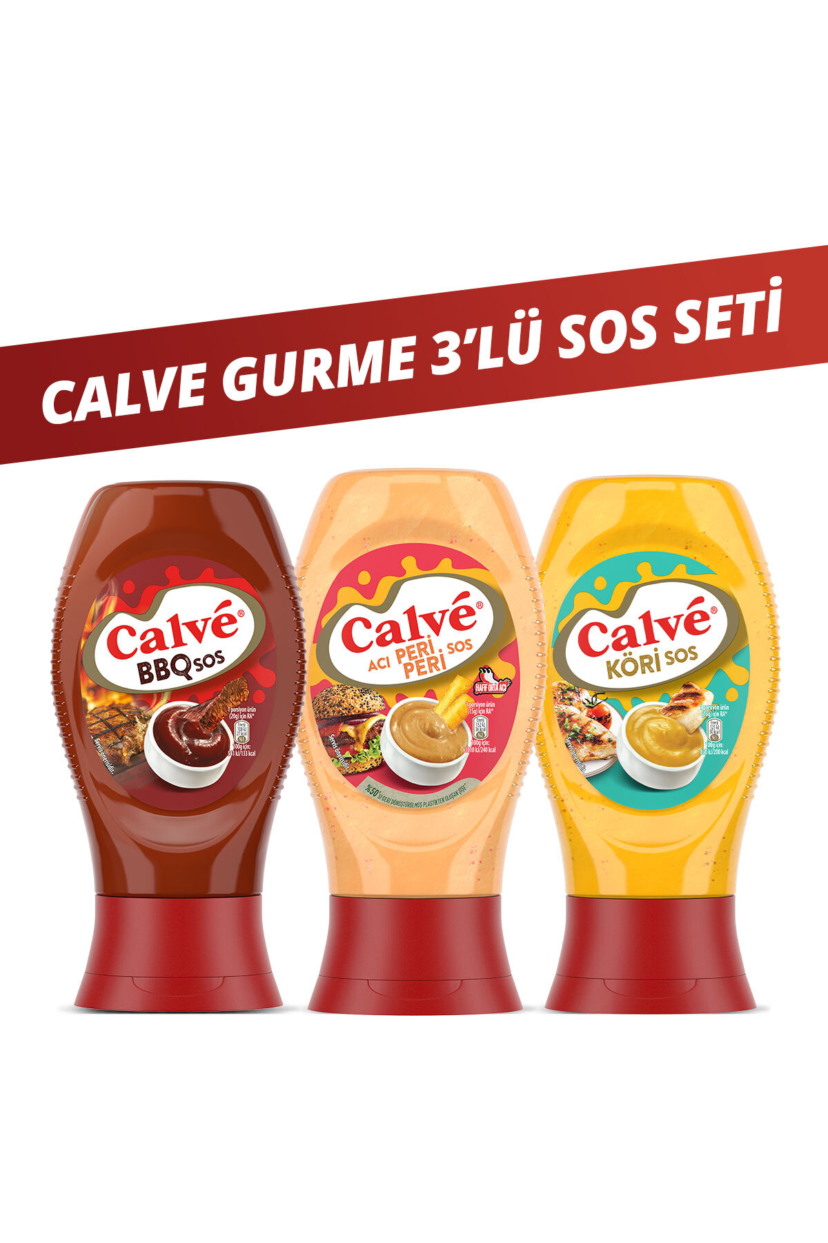 Calve Acı Peri Peri Sos Hafif Orta Acı 245 G Barbekü Sos 290 G Köri Sos ...