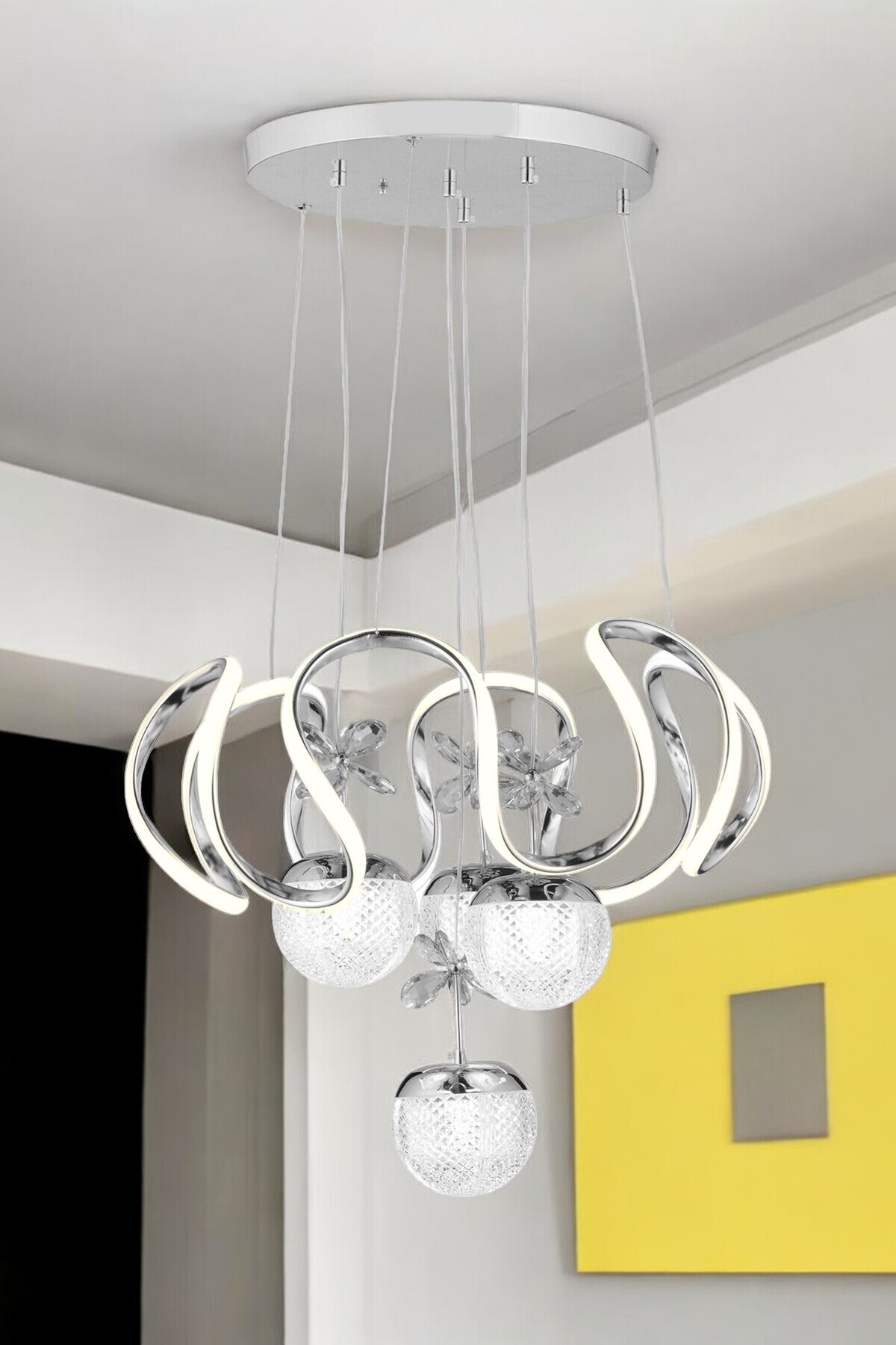 EY-EL TASARIM Maxsi 4 Lü Ledli Krom 3 Renk Sarkıt Avize Fiyatı ...