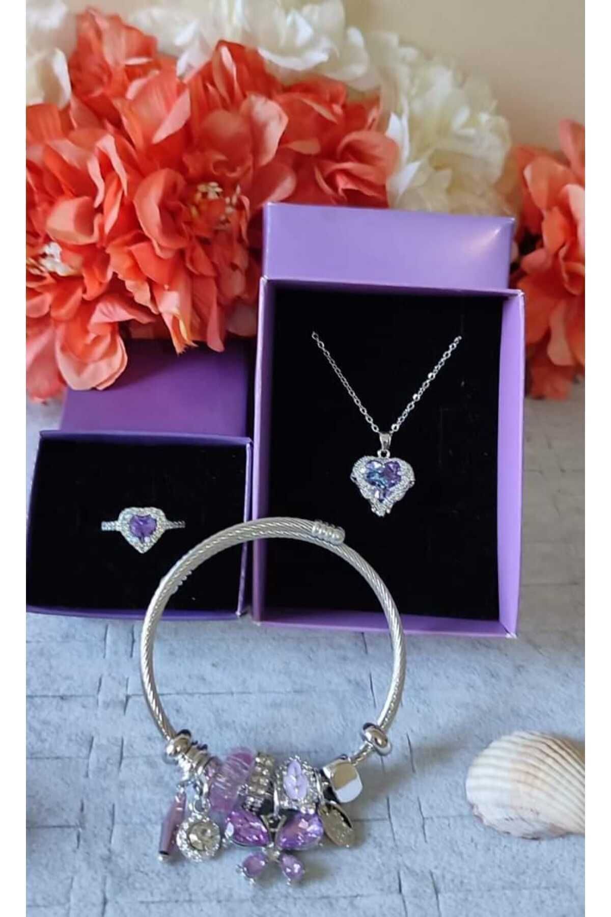 HKN AVM ACCESSORİES Kadın Çelik Kalpli Pandora,l Bileklik Kolye Ciddi ...