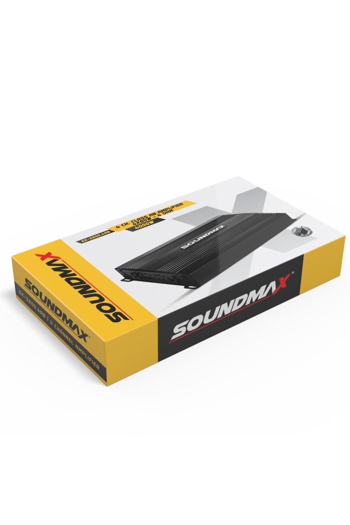 Soundmax Sx-3200.4ab 4000w 4 Kanal Oto Amfi Profesyonel 4x80 Bas ...