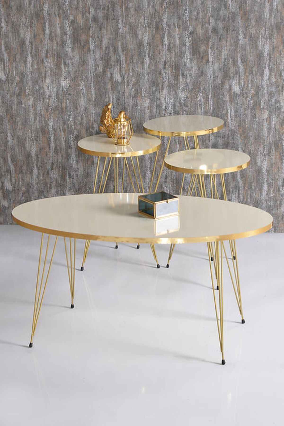 Golden Bark 4 Piece Set, Consisting Of a center Table And 3 Side Tables ...