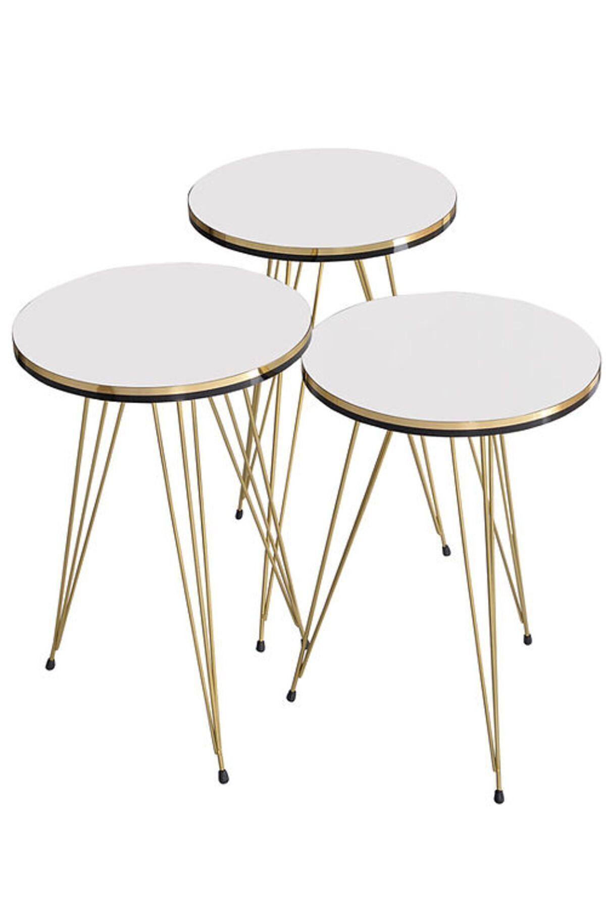Golden Bark 4 Piece Set, Consisting Of a center Table And 3 Side Tables ...