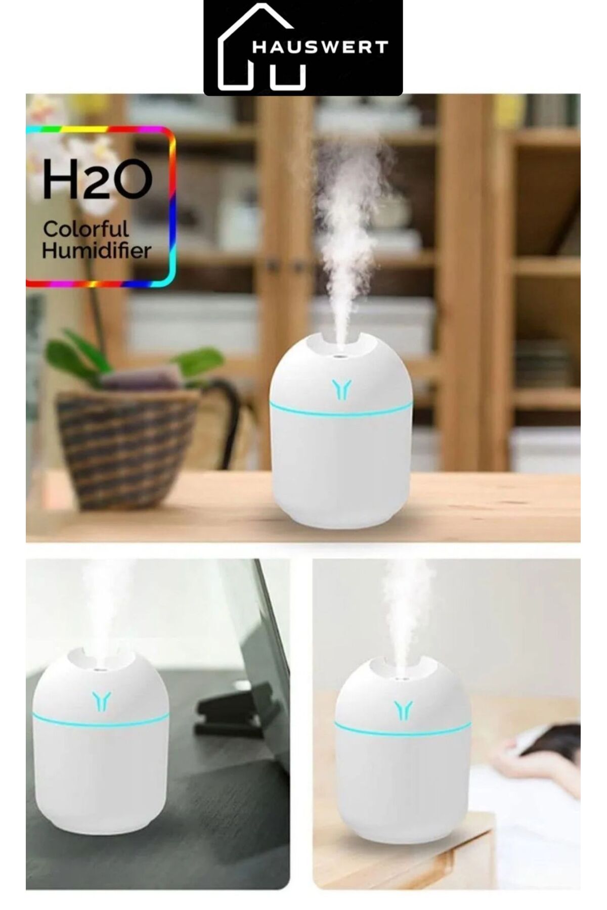 hauswert pervaneli Ultrasonik Nemlendirici Koku Makinesi 250 ml Usb Mini Fan hediyeli - Fiyatı ...