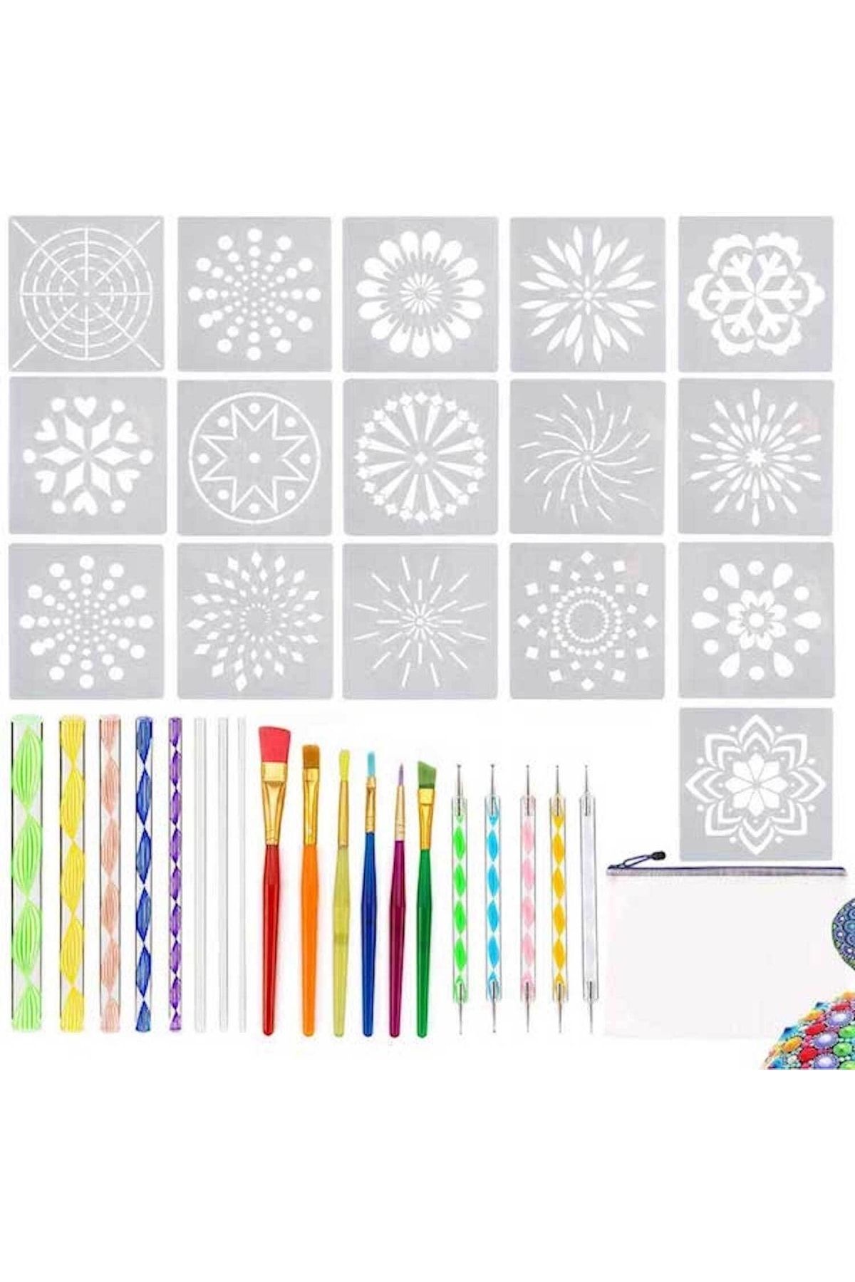 Mandalart Fabric Dot Mandala Seti, 36 Parça , Çanta Ve Şablonlarla ...