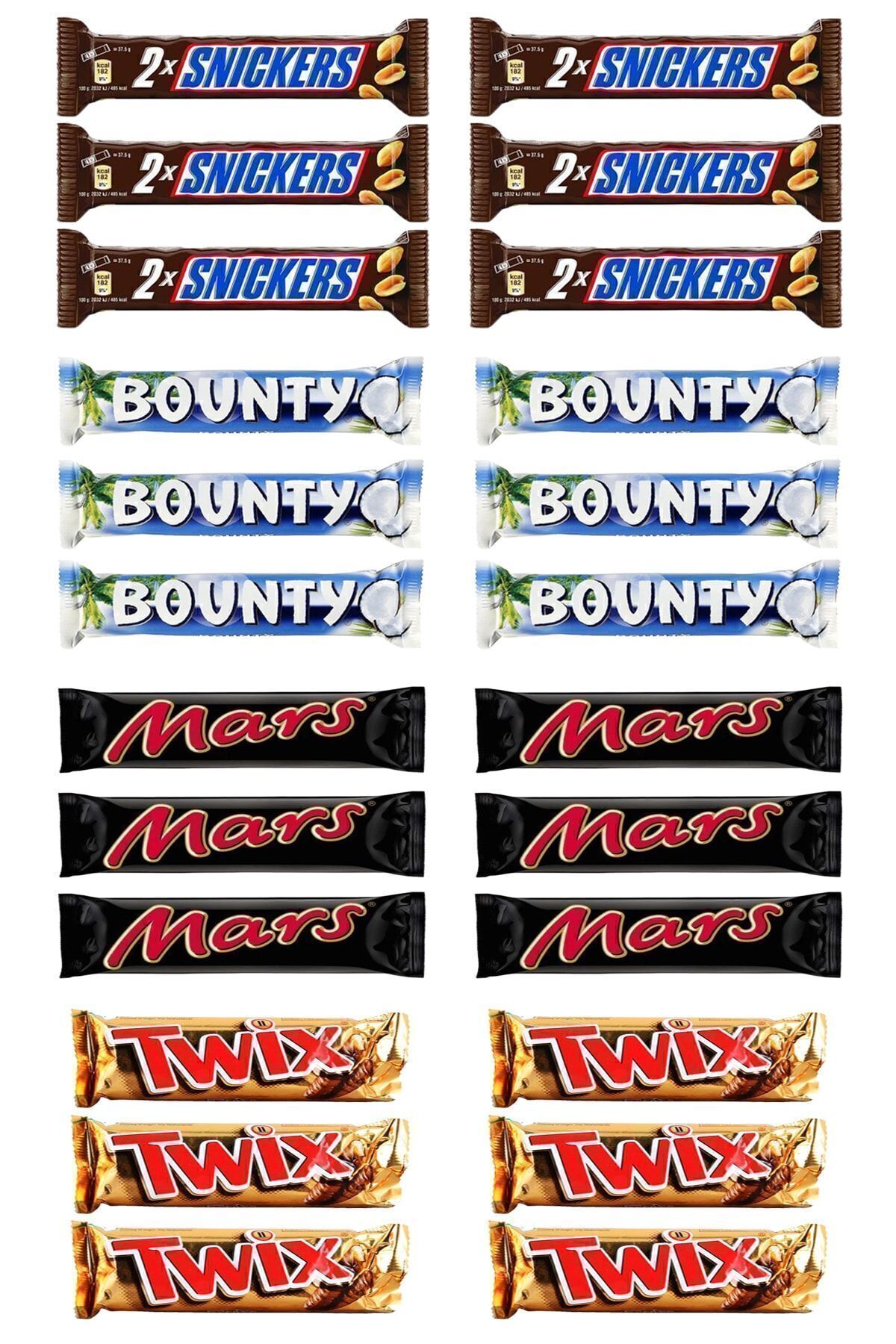 Snickers -bounty-mars-twix Çikolata Paketi 6'lı 24 Adet Fiyatı ...