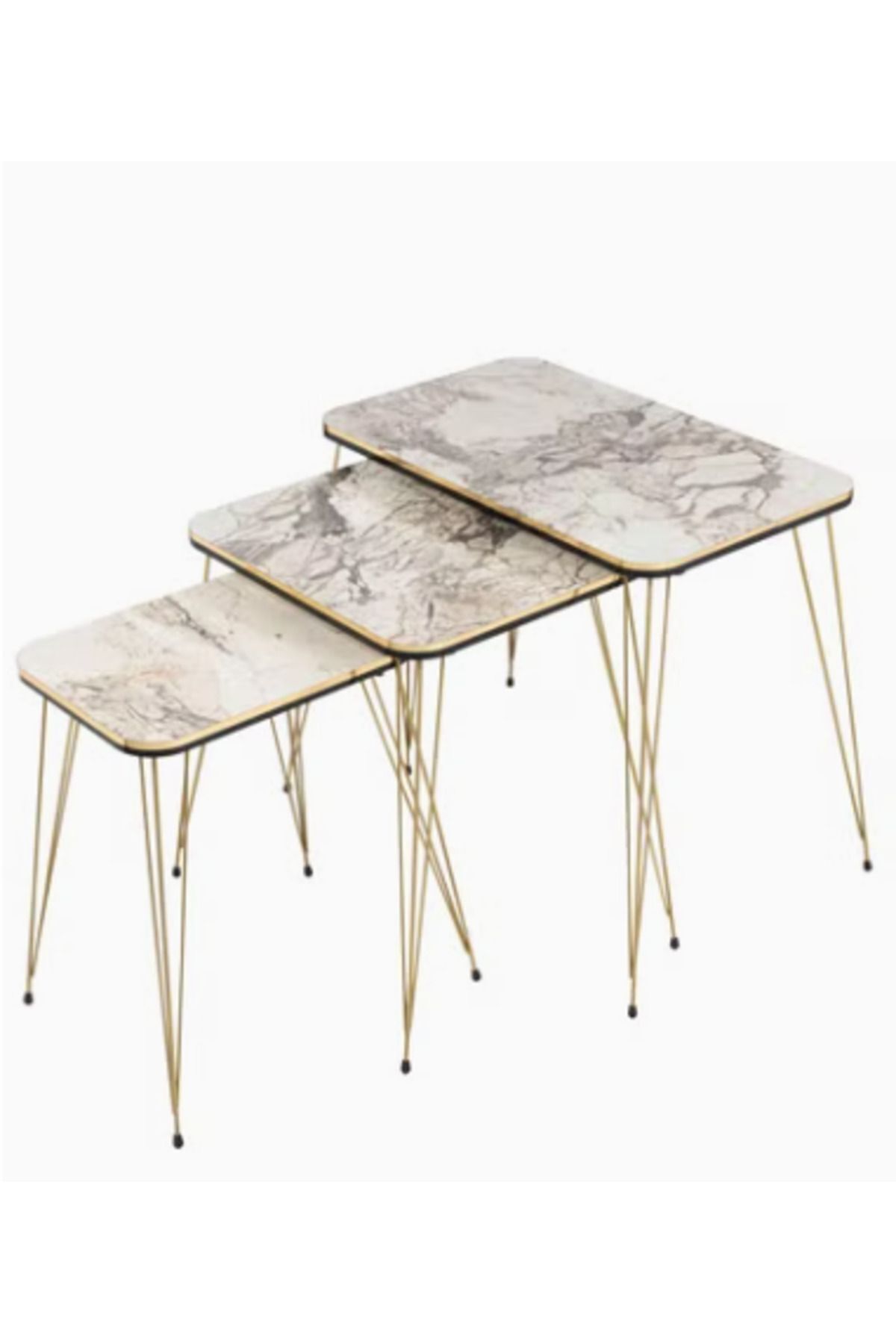 Golden Bark 3-piece set service side tables, serving coffee and tea ...