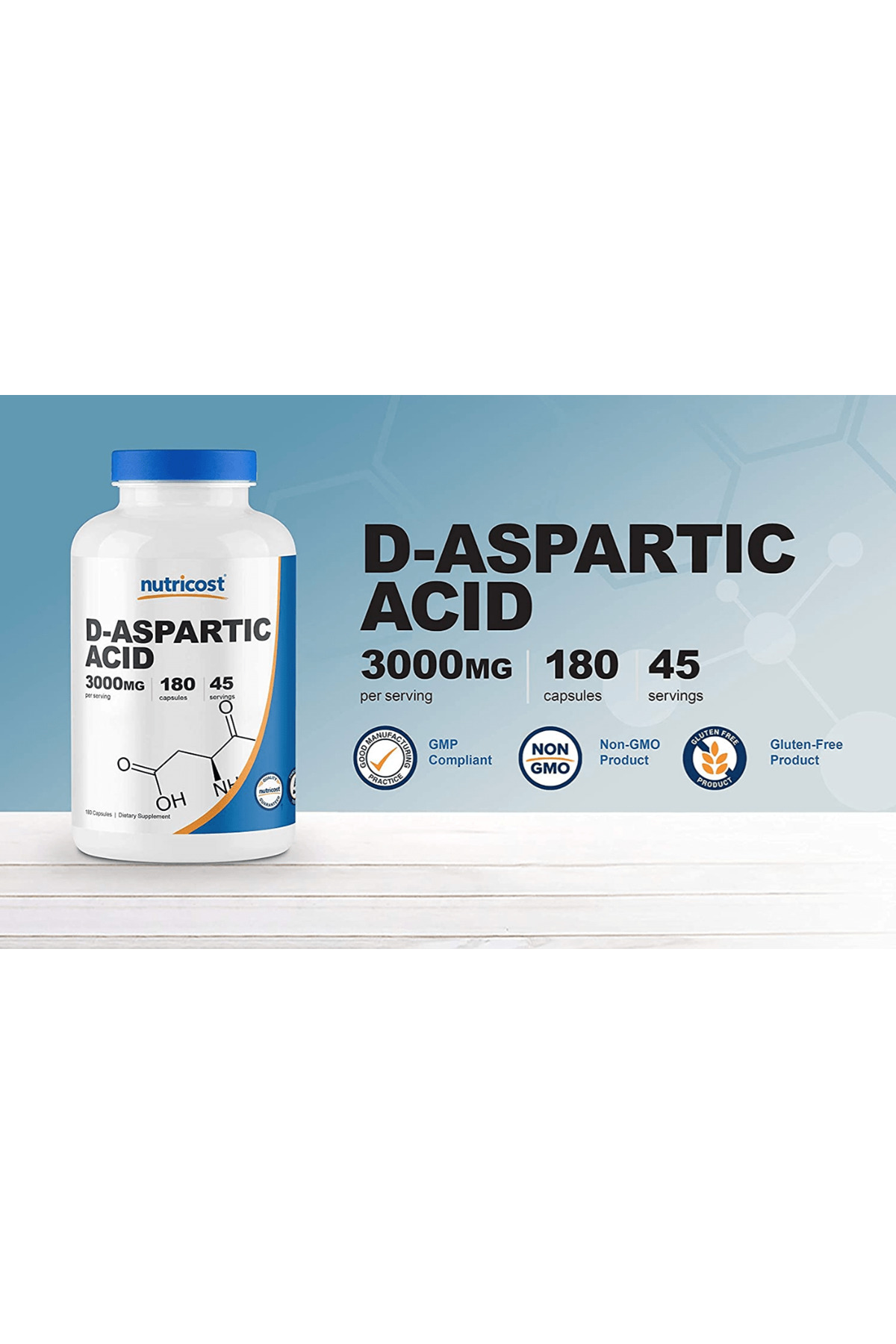 Nutricost Daa D-aspartic Acid Capsules (180 CAPSULES) (3000MG SERVİNG ...