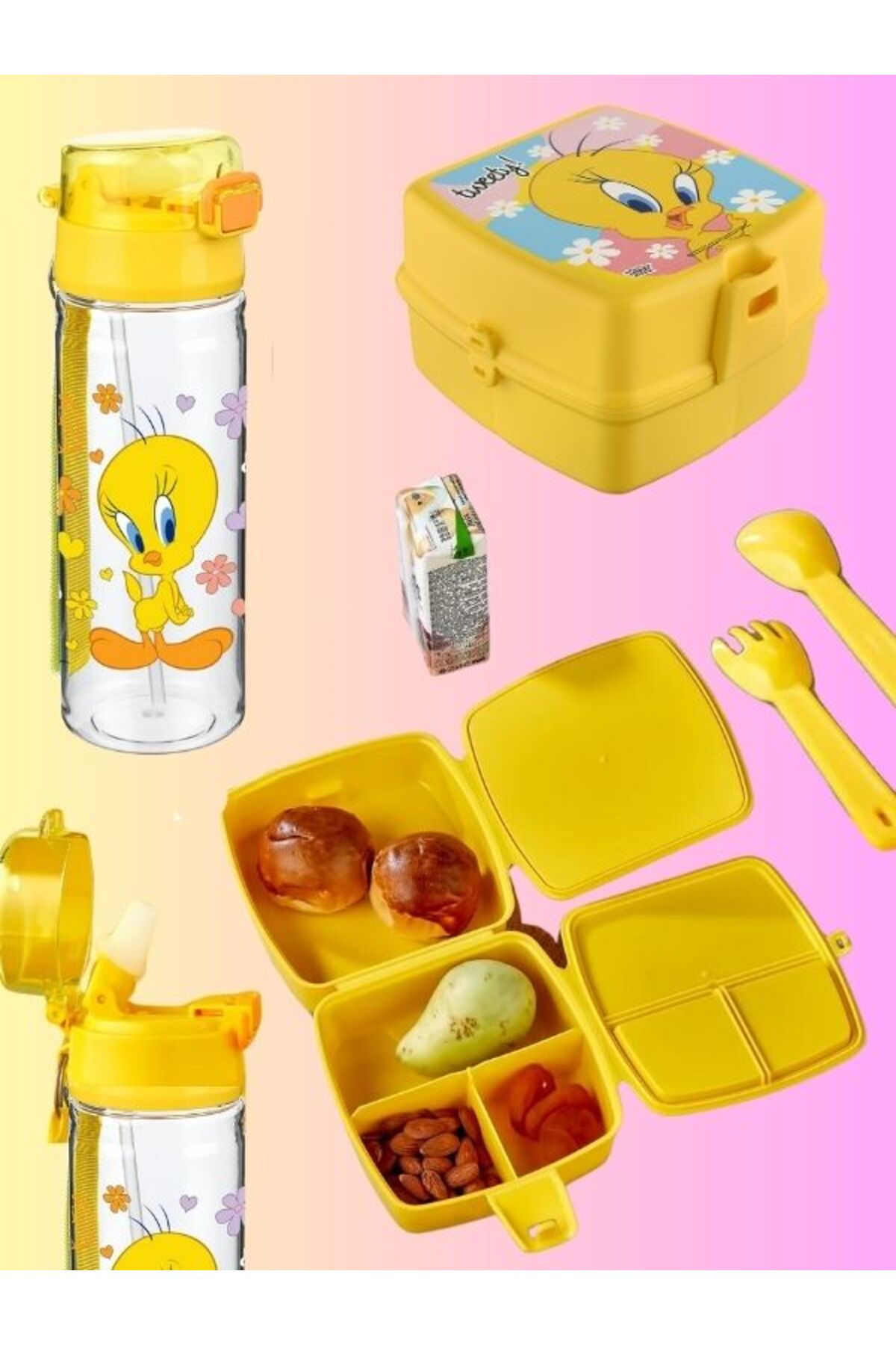 OPTİZON TWEETY 2'Lİ SET KARE TWEETY BESLENME KUTUSU ve TWEETY SULUK ...