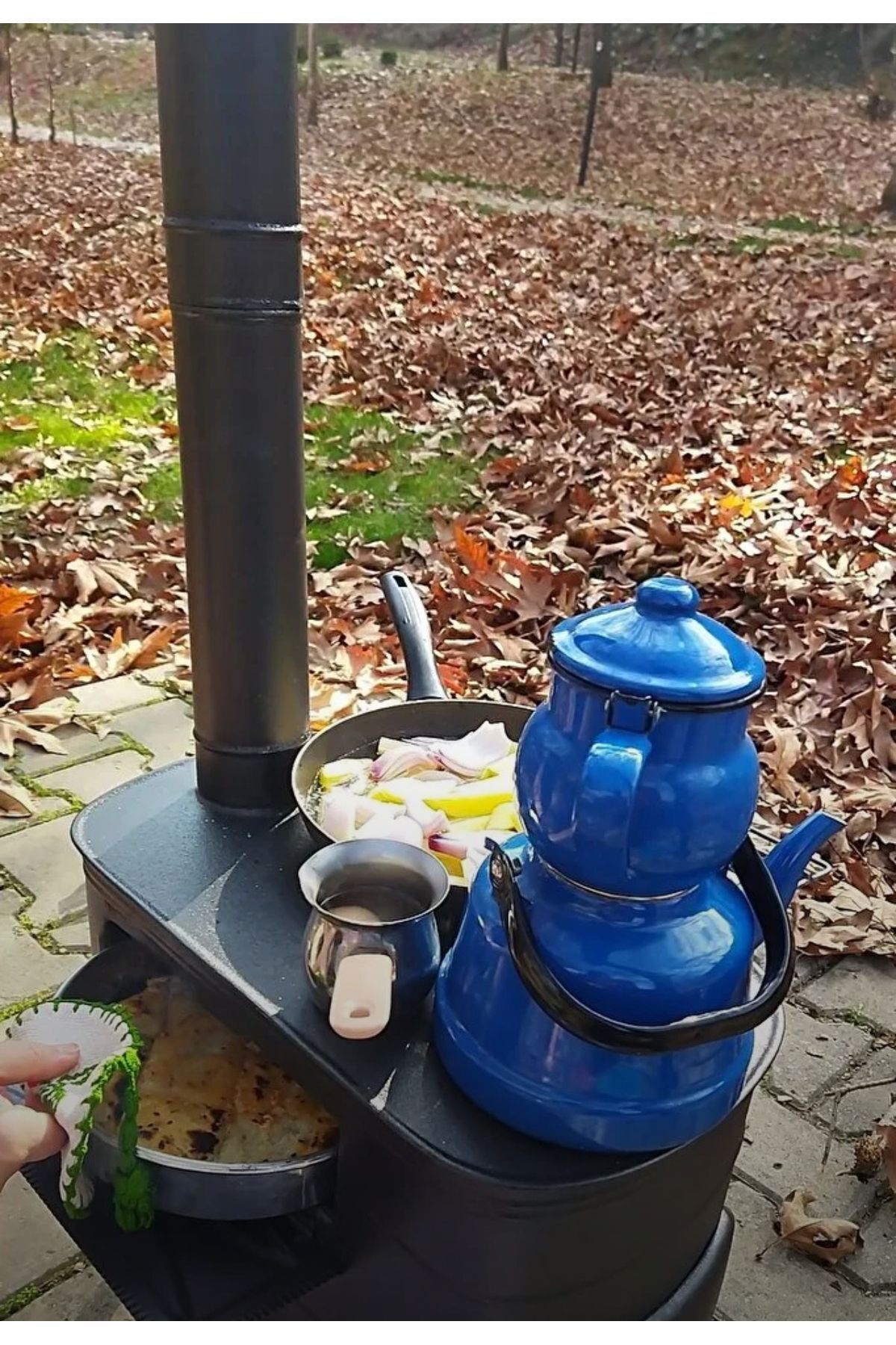 Şıktek Emaye Mini Kamp Sobası-Kamp Piknik Sobası-Fırınlı Mini Soba ...