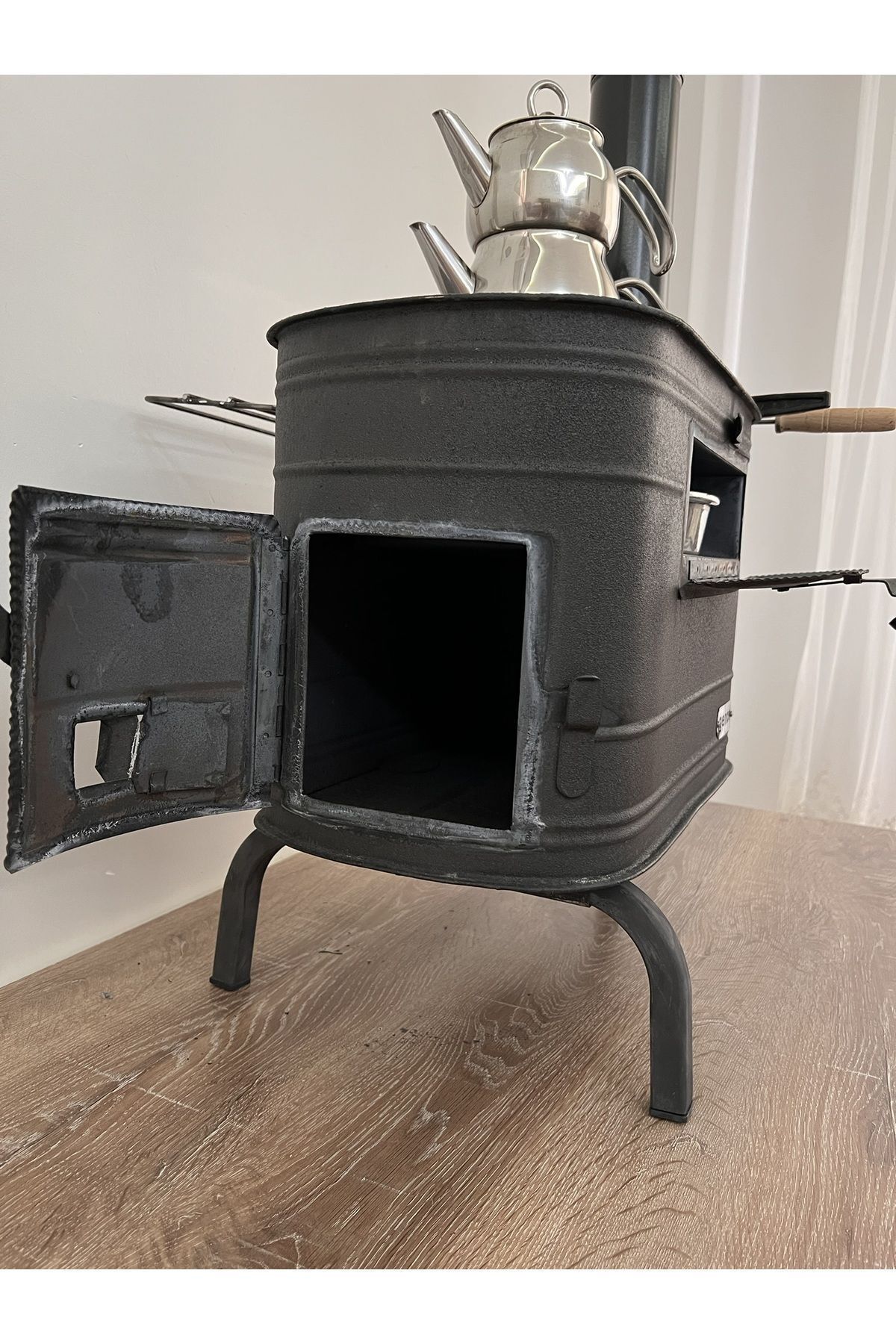 Şıktek Emaye Mini Kamp Sobası-Kamp Piknik Sobası-Fırınlı Mini Soba ...