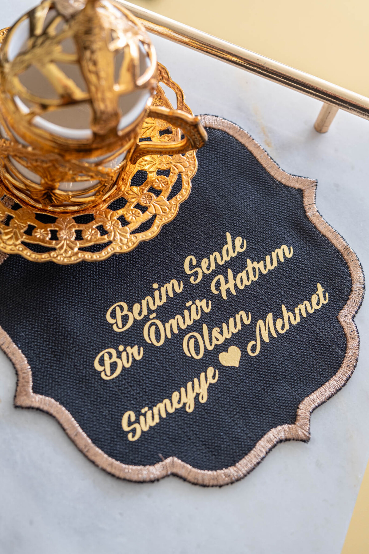 Carre Tasarım Isminize Özel Gold Baskılı Söz Ve Nişanlarınız Için Siyah ...