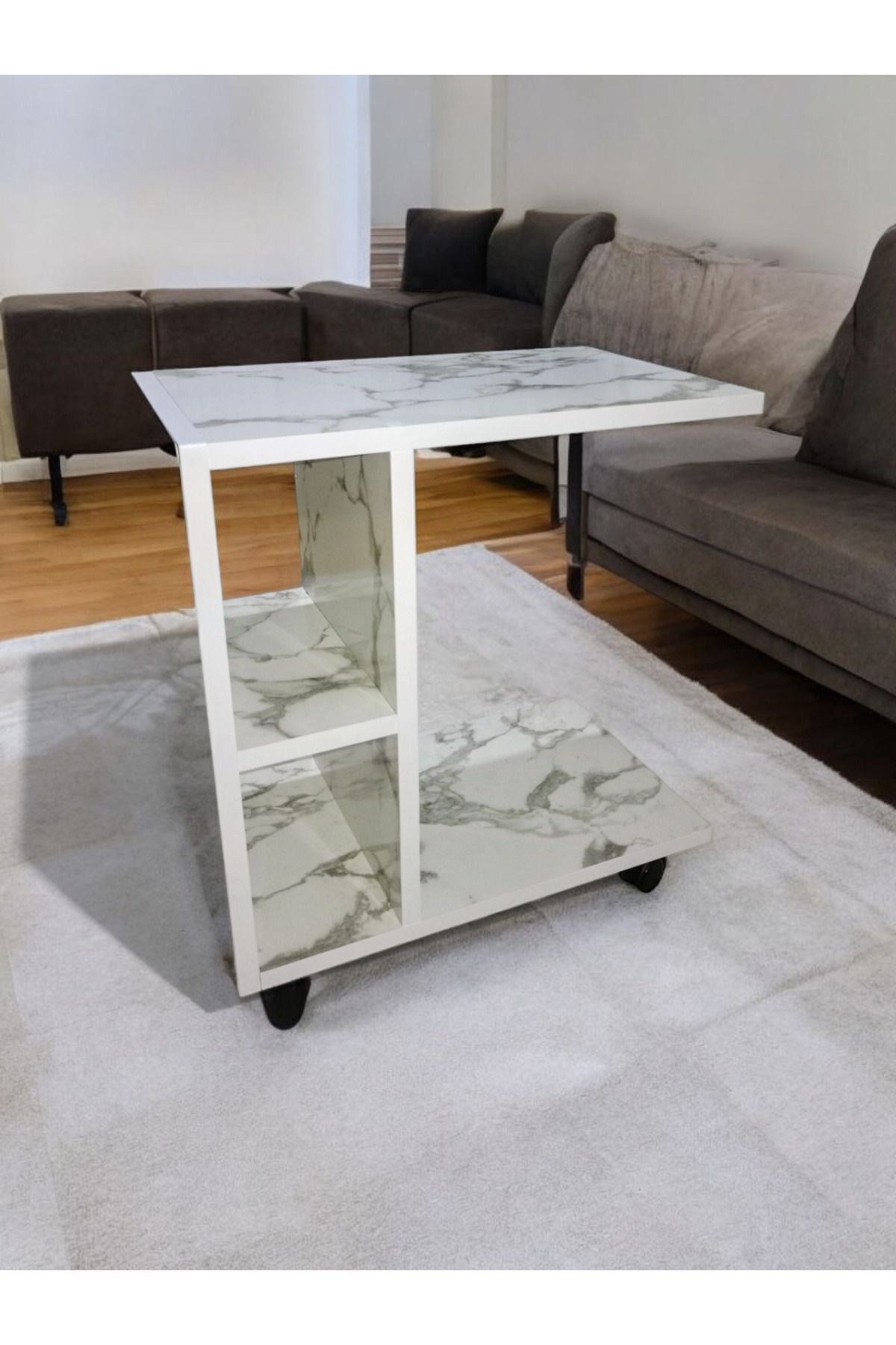 AKKAYAHOME Tekerlekli Yan Sehpa C Sehpa Koltuk Sehpası Koltuk Yanı ...