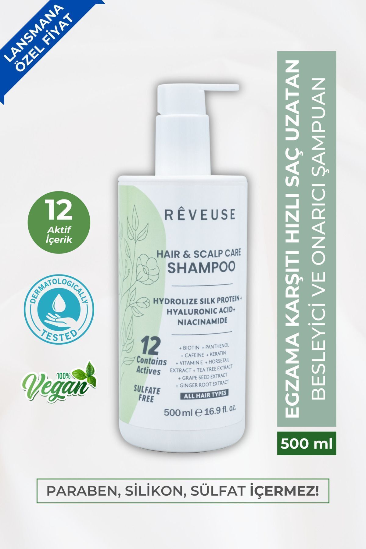 Reveuse 12 Aktifli Saç Dökülmesine Karşı Şampuan,hızlı Saç Uzatan ...