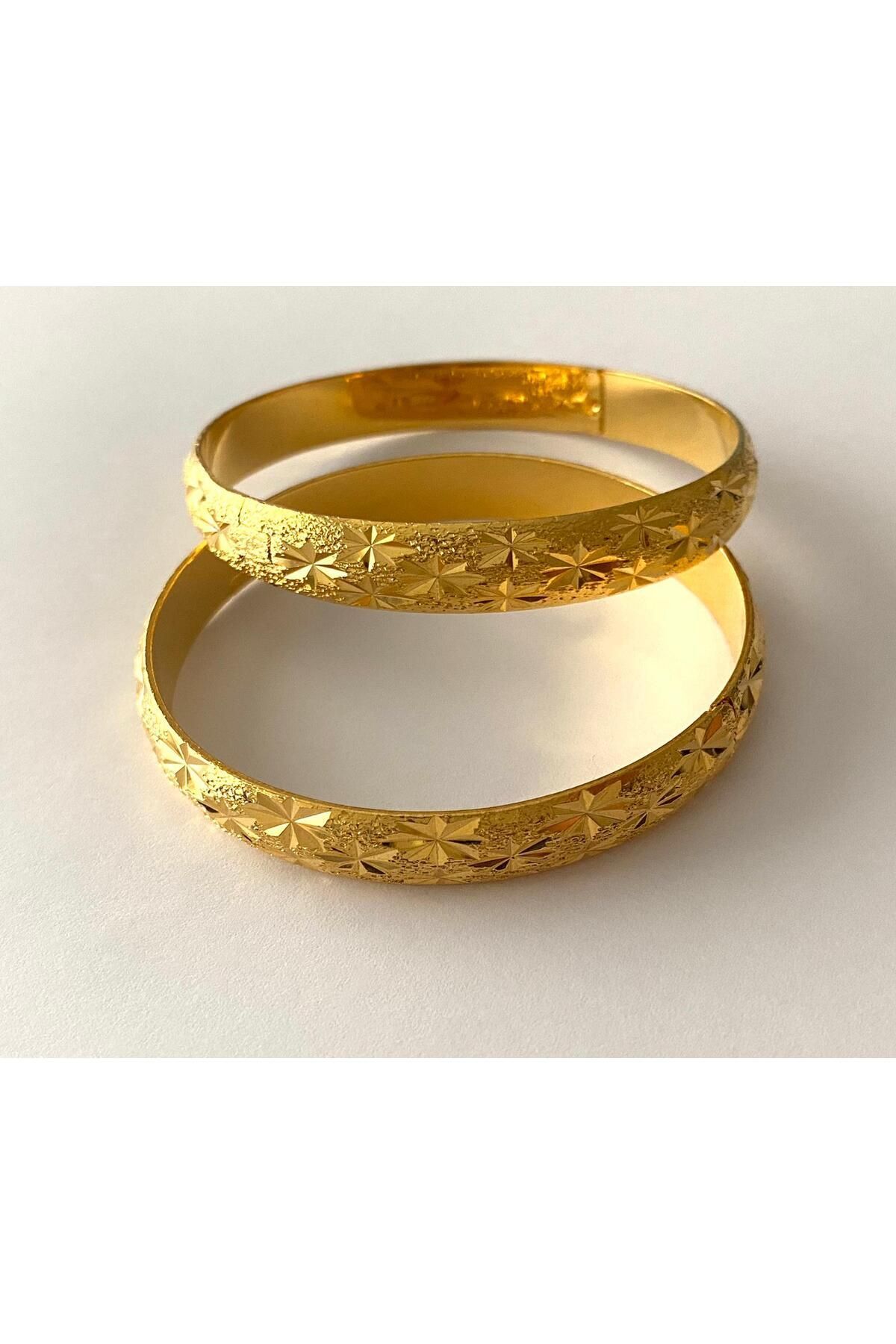 312 KONSEPT 22 AYAR ALTIN KAPLAMA BİLEZİK KELEPÇE KARARMAZ İÇ ÇAPI 61 ...