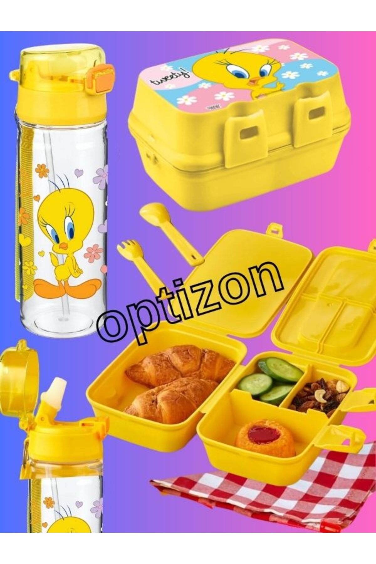 OPTİZON TWEETY 2'Lİ SET DİKDÖRTGEN TWEETY BESLENME KUTUSU ve TWEETY ...