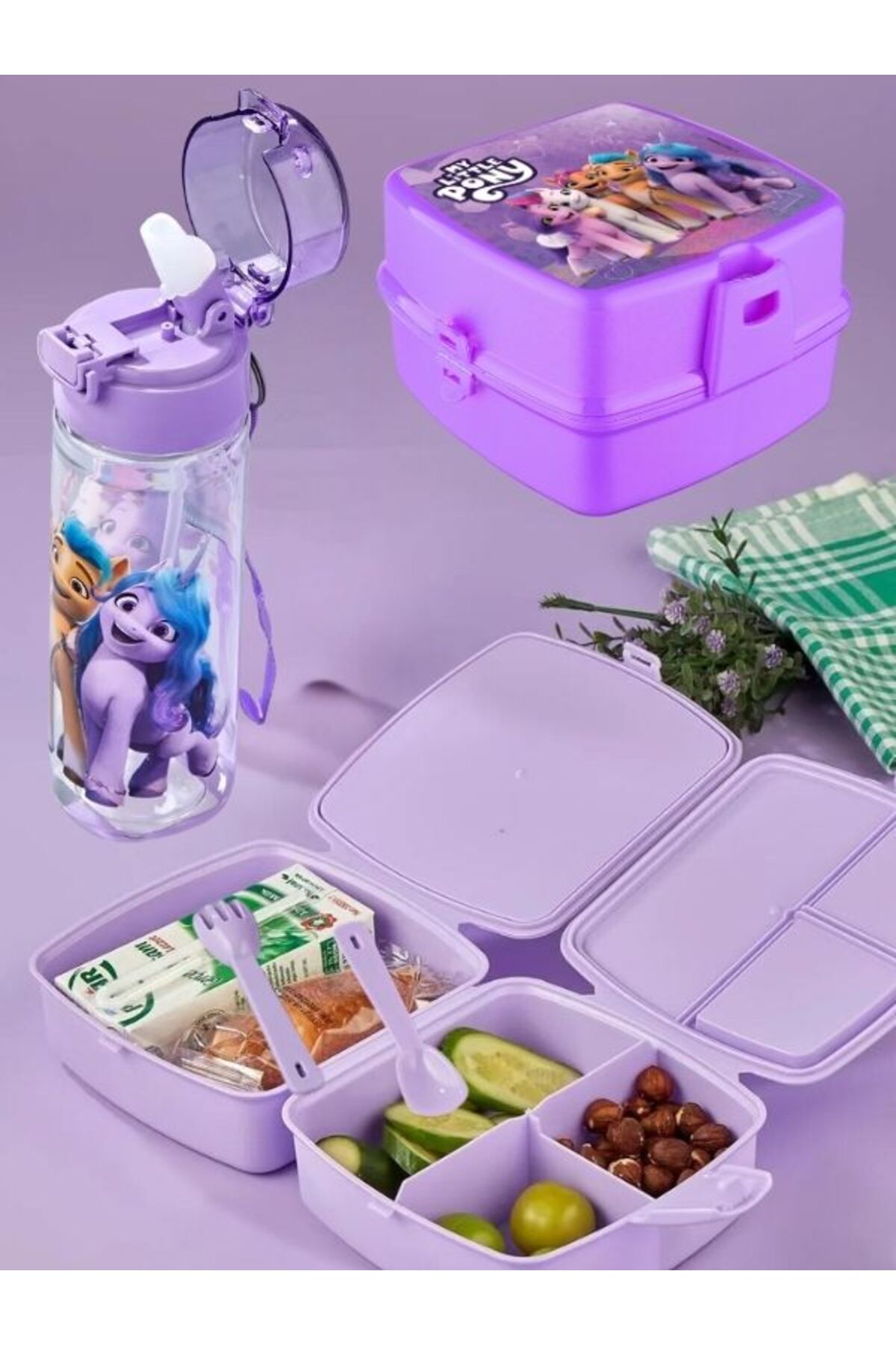 OPTİZON PONNY 2'Lİ SET KARE BESLENME KUTUSU ve PONNY SULUK, MATARA ...