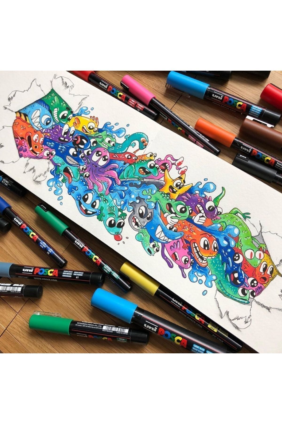 Uni Posca Marker Kalem Pc-1m (0.7mm) Keçe Uçlu 15 Adet Karışık Renkler ...