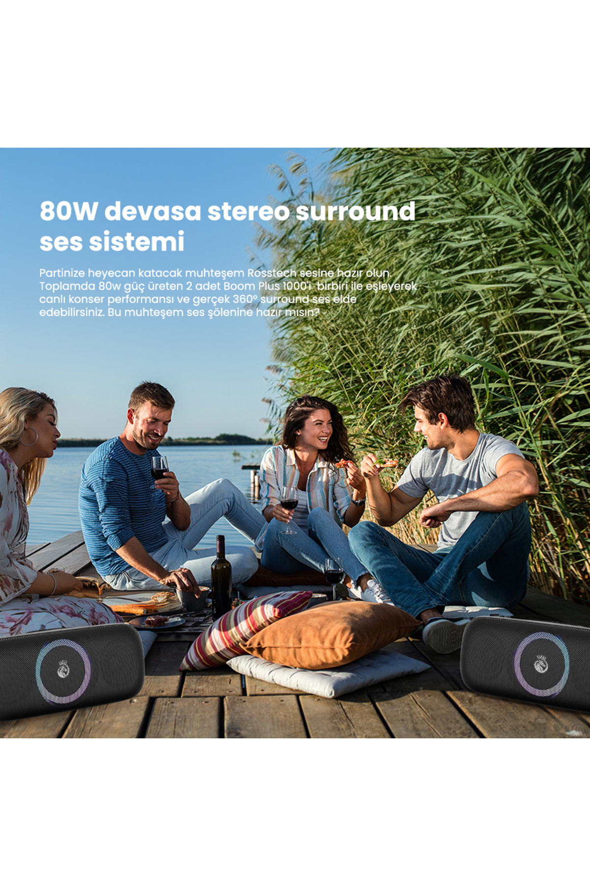 ROSSTECH Soundparty Boom Plus 1000 Party Hoparlörü 40W Süper Bass Tws ...