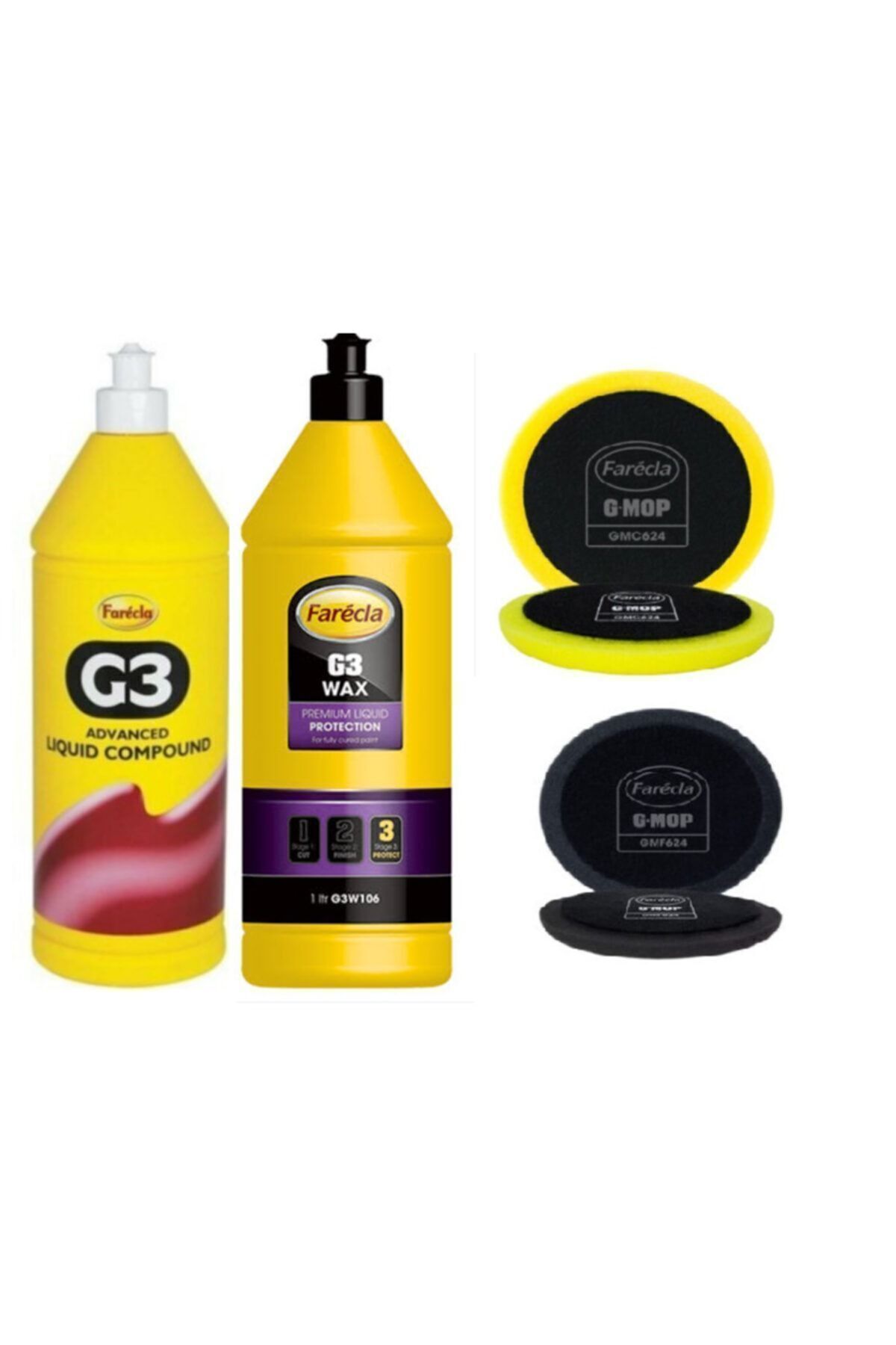 Farecla G3 Pasta 1lt + G3 Wax Cila 1 Lt + Cırtlı Sarı-siyah Pasta Cila ...