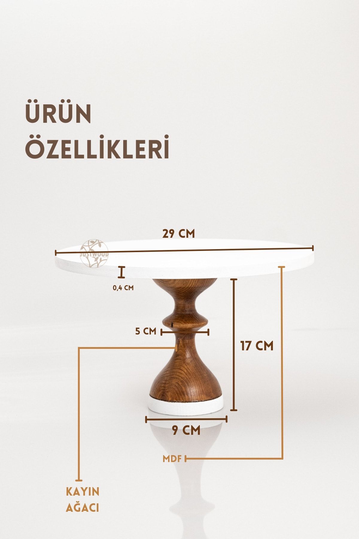 kitchen trend Justwood Mummy 30 Cm Ahşap Ayaklı Yuvarlak Beyaz Pasta ...