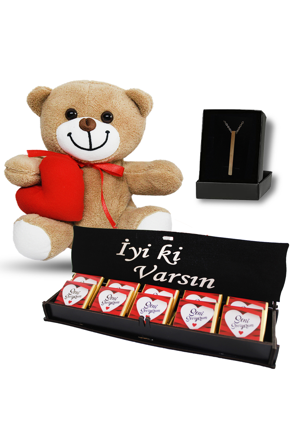 SDBGİFT Sevgili Özel Hediye KALPLİ SEVİMLİ PELUŞ AYICIK SENİ SEVİYORUM ...