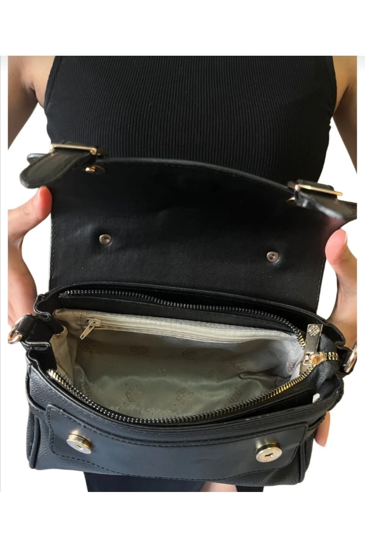 La'Graccia El Ve Omuz Mıknatıslı Kemer Modelli Siyah Çapraz Çanta ...