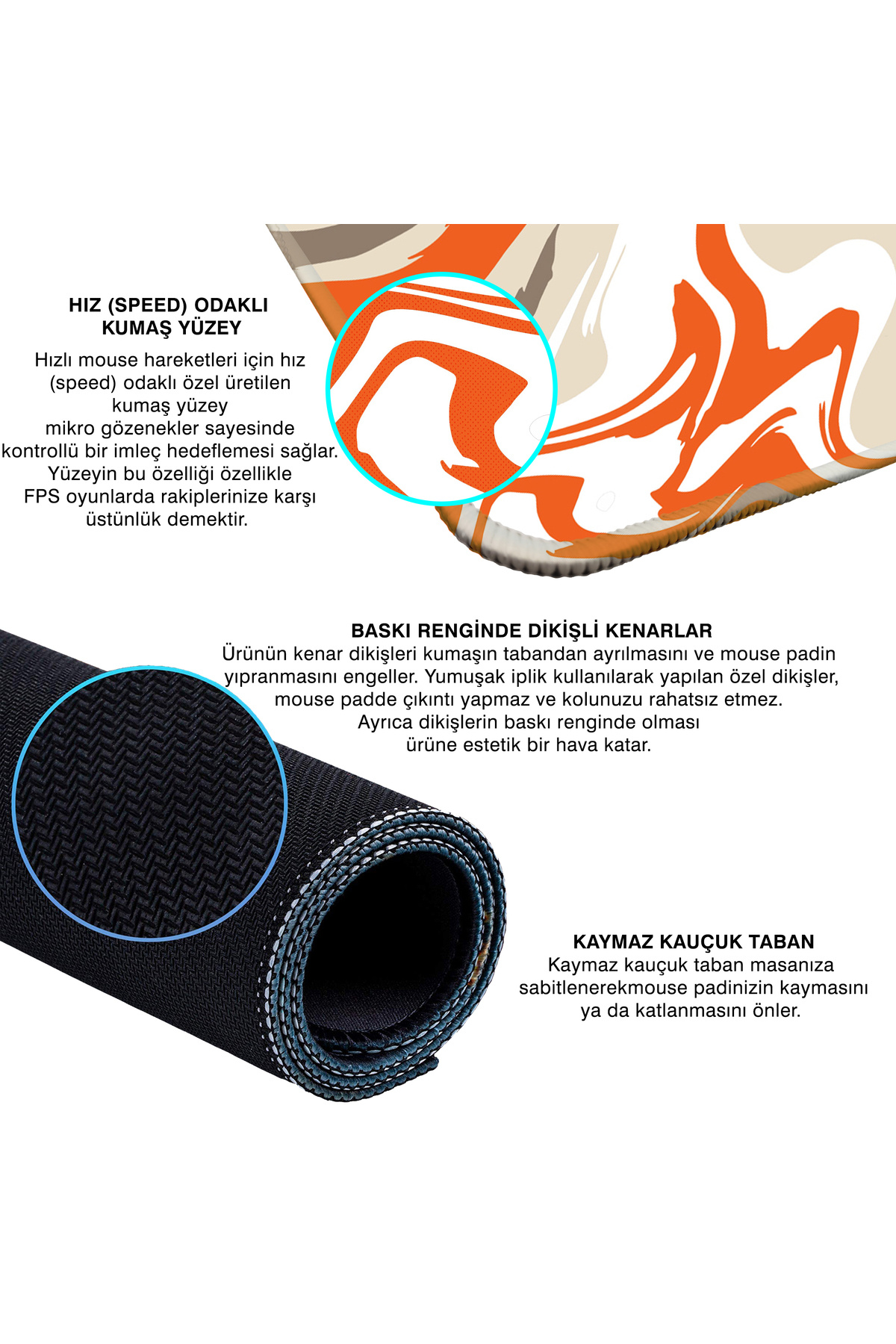 PORGE 90x40mm Orange Gaming Mouse Pad - XXL Large Gaming Mousepad- Trendyol