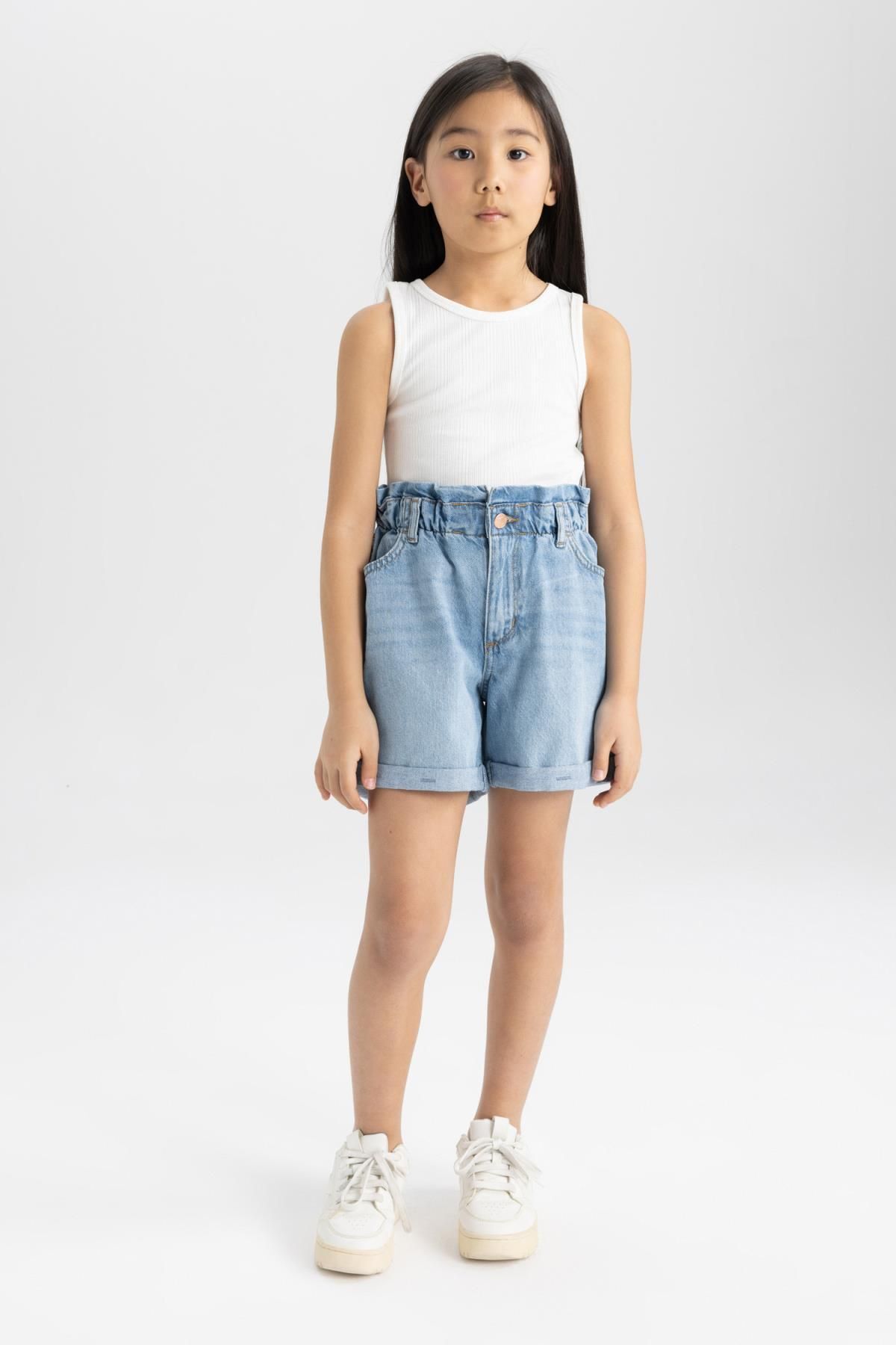 Defacto Girls Paperbag Jean Shorts B8113a824sm Trendyol