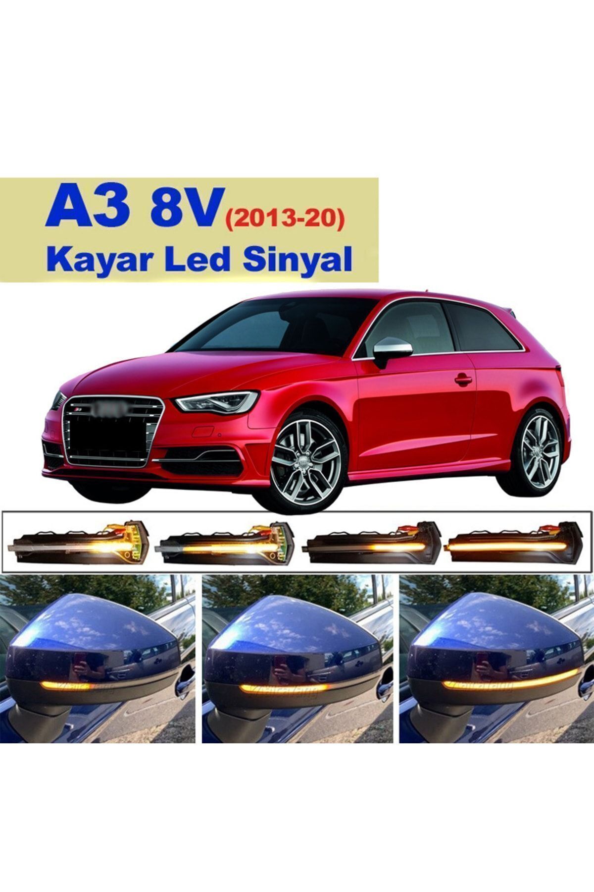 Genel Markalar Audi A3 8v Kayar LED Ayna Sinyali - A3 8v Dikiz Ayna ...