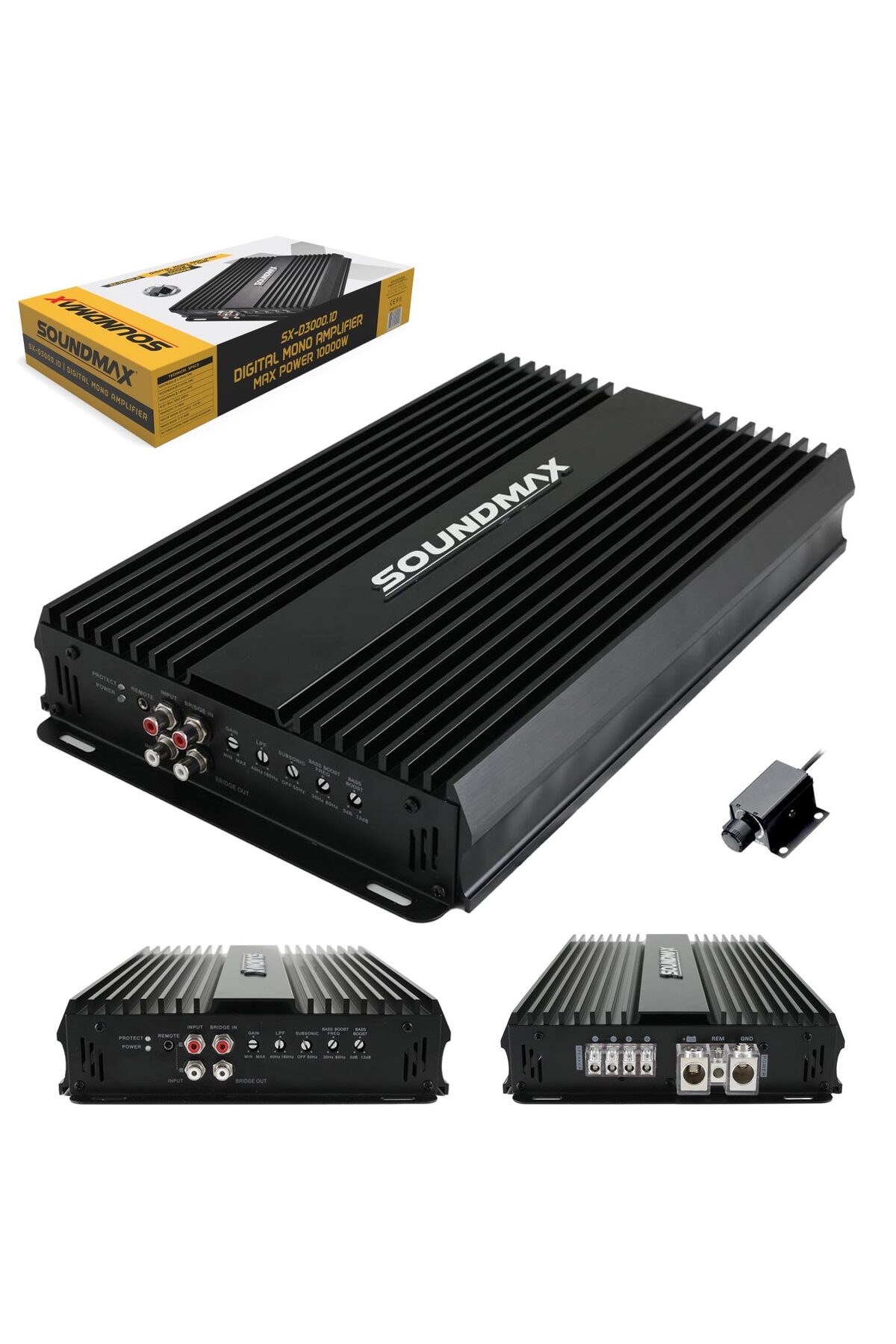 Soundmax SX-3000.1D Oto Anfi Mono 3000 Watt 1 Kanal Bass Kontrol ...