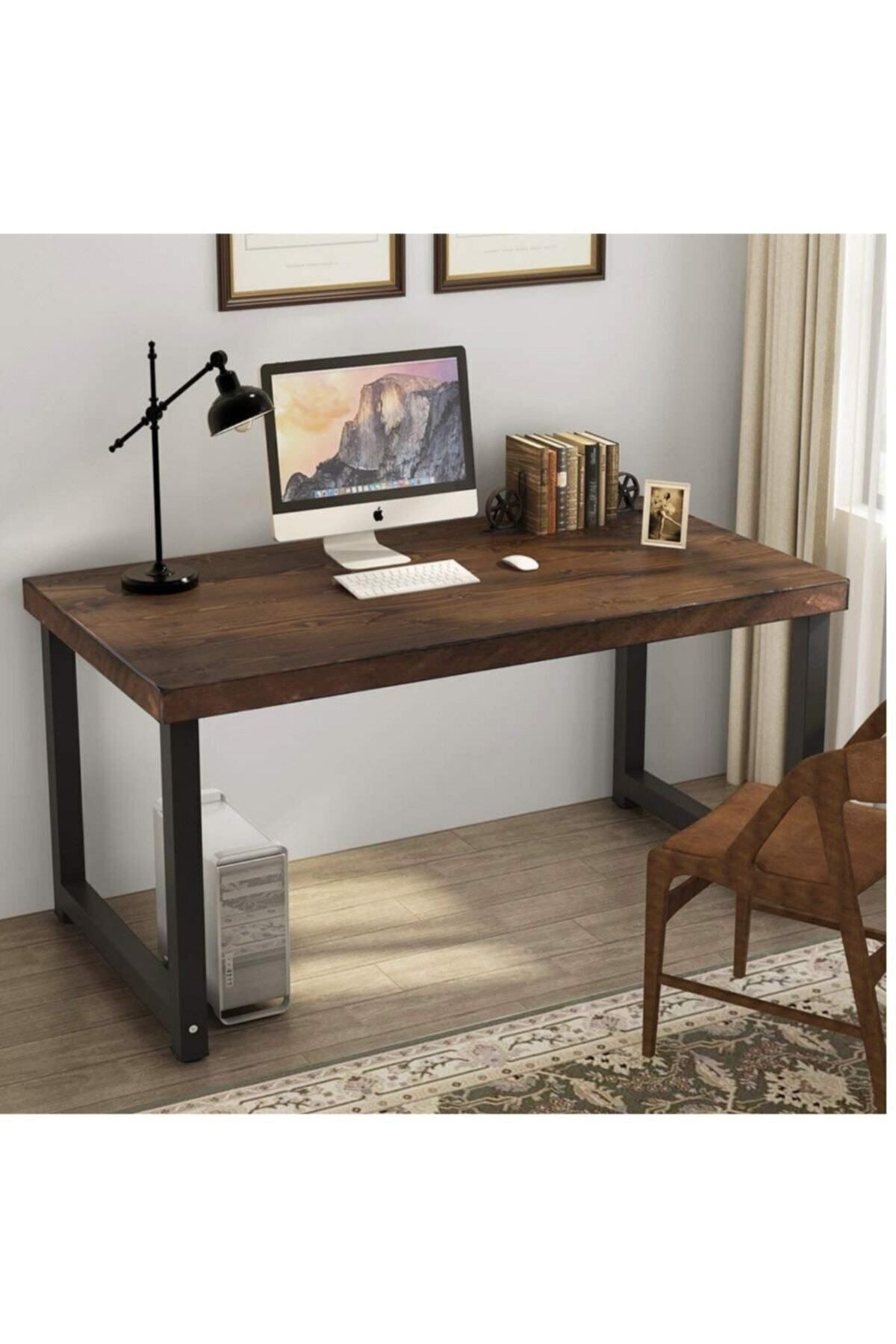 Woodenly Rustik Ahşap Dekoratif Çalışma Masası Ahşap Ofis Masası ...