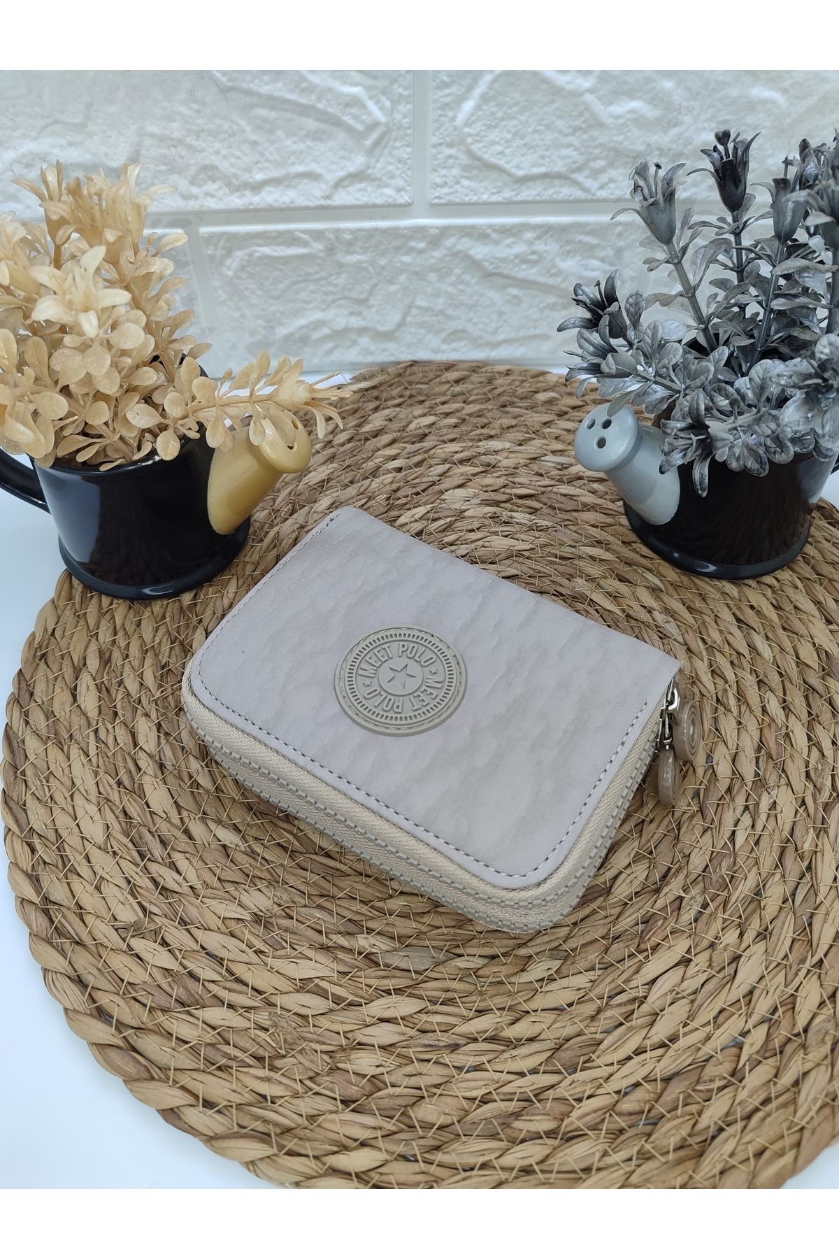 La'Graccia Kırınkıl Kumaş Vizon Küçük Boy Çift Gözlü El Çanta Cüzdan ...