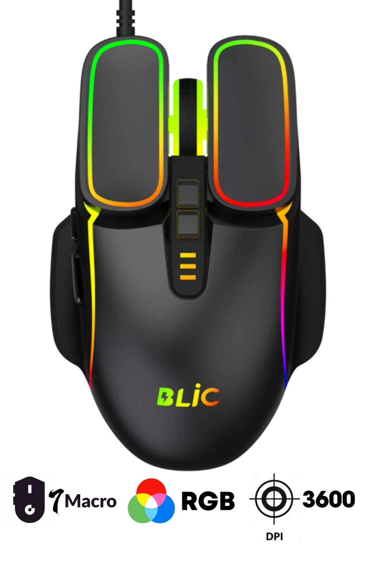 Sarftech Rgb 7 Macro Tuşlu Siyah Oyuncu Gaming Mouse 3600 Dpi Siyah ...