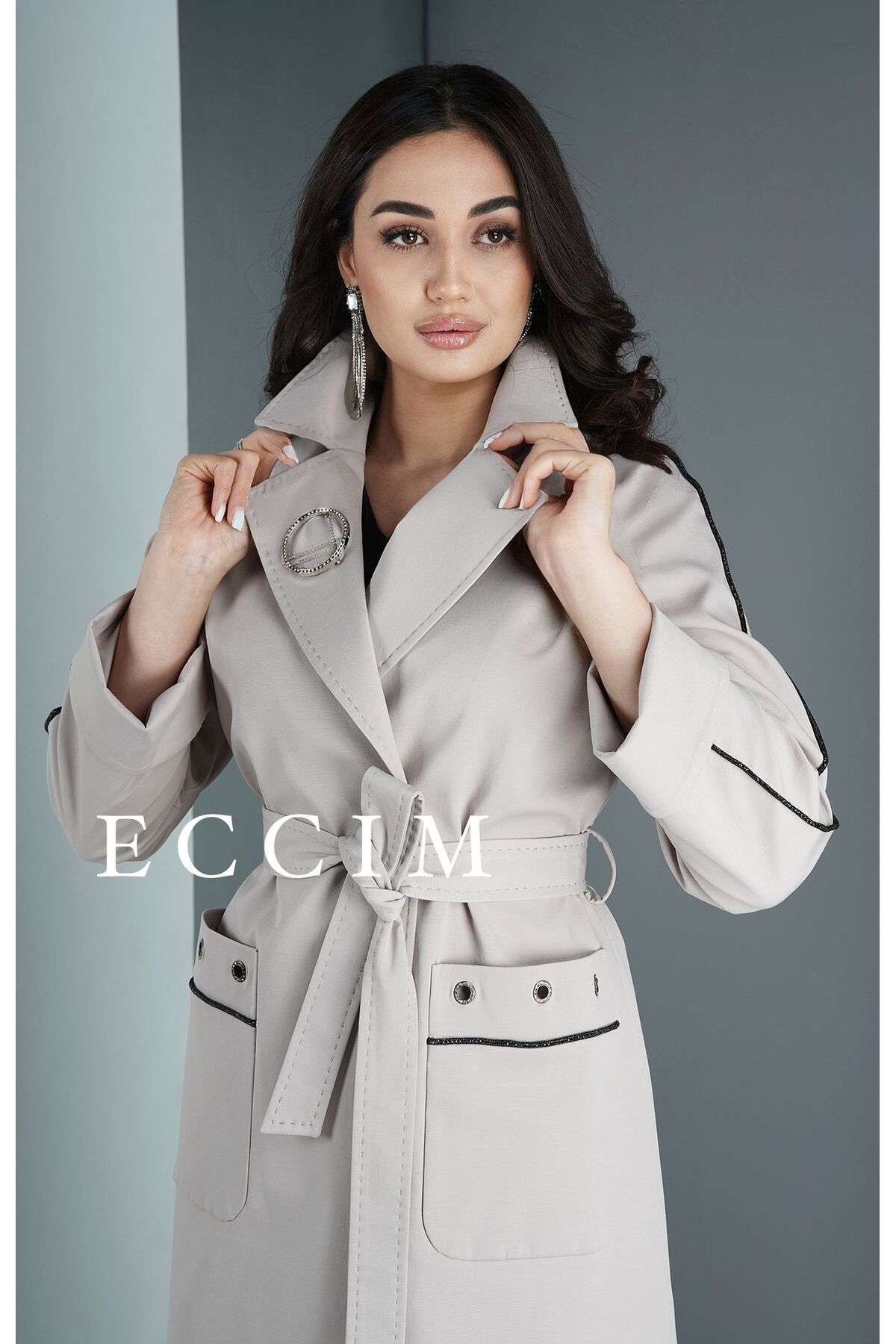 Eccim Fashion Broş Aksesuarlı Uzun Trençkot Fiyatı, Yorumları - Trendyol