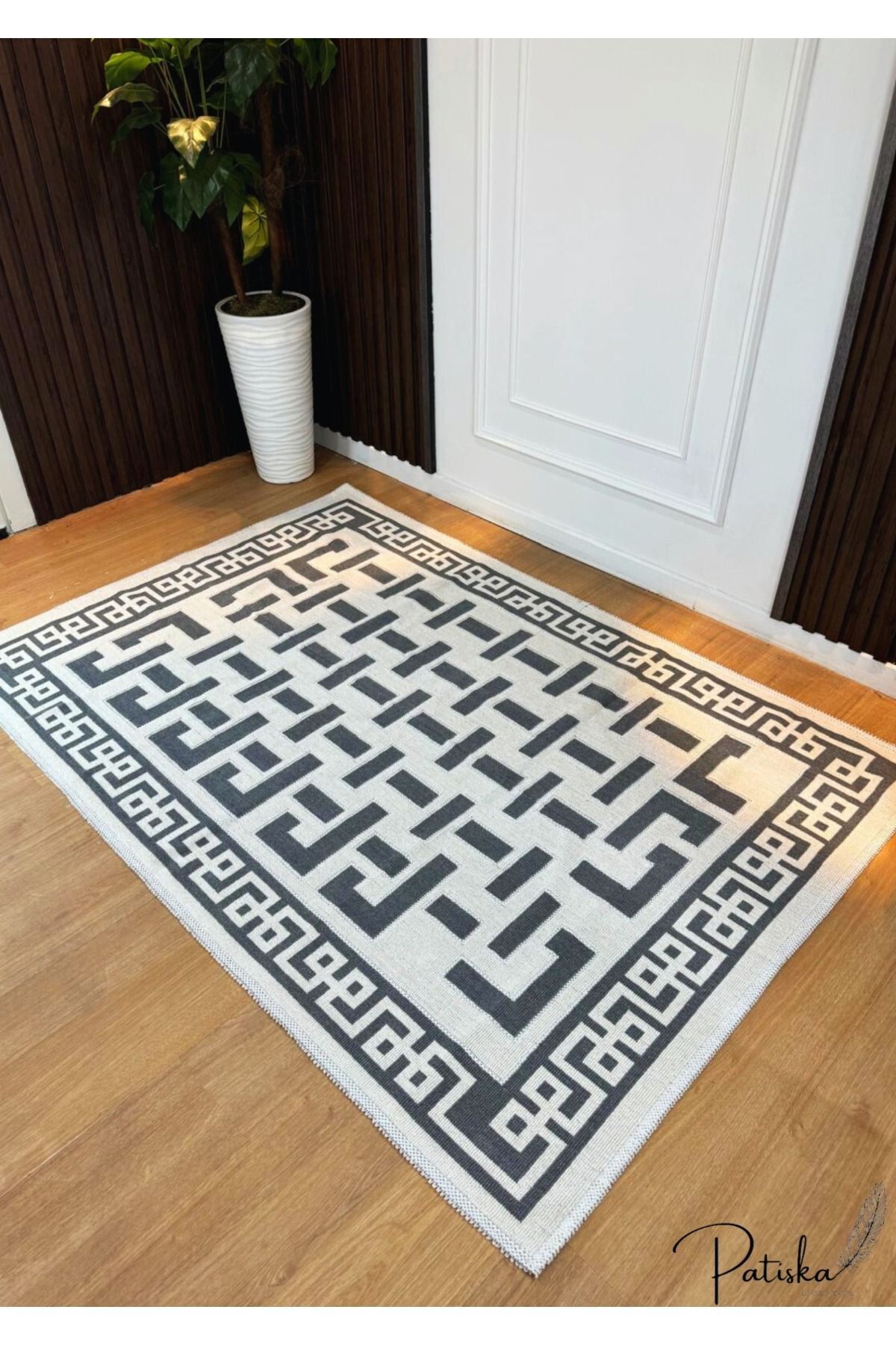 Özlü Home Patiska Yıkanabilir Dekoratif Labirent Desen Pamuk Bukle ...